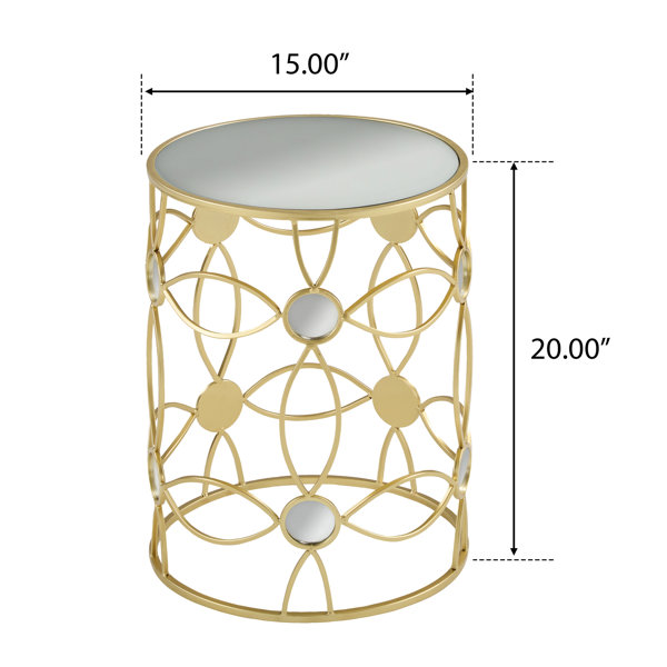 Wrought Studio™ Modern Side Table - Metal Frame & Mirror Top In Gold ...