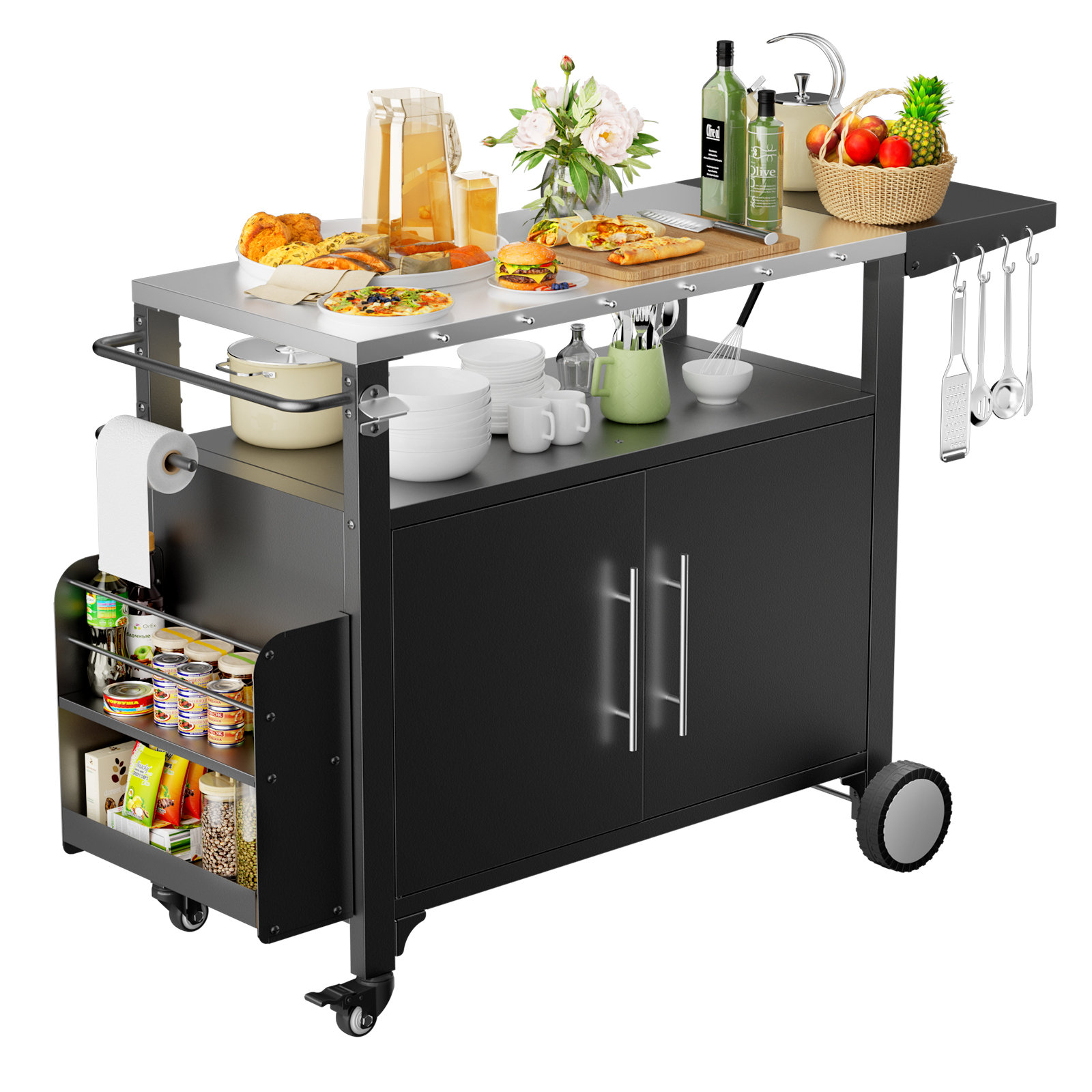 Hokku Designs Meret Outdoor Grill Cart With Storage,Patio Kitchen ...
