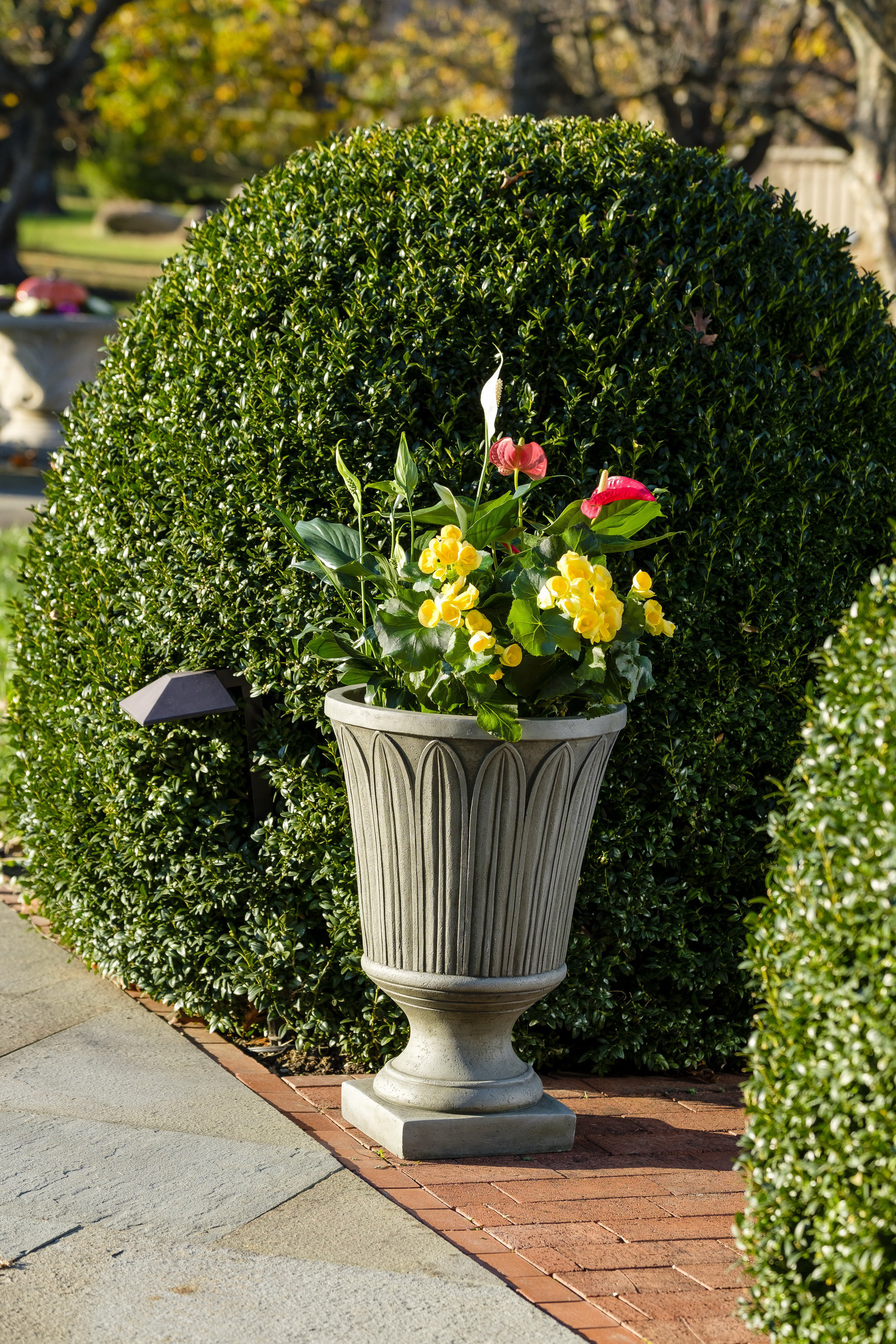 Red Barrel Studio Longleaf 14" Rd. Fiberstone Urn With Drain Hole And ...