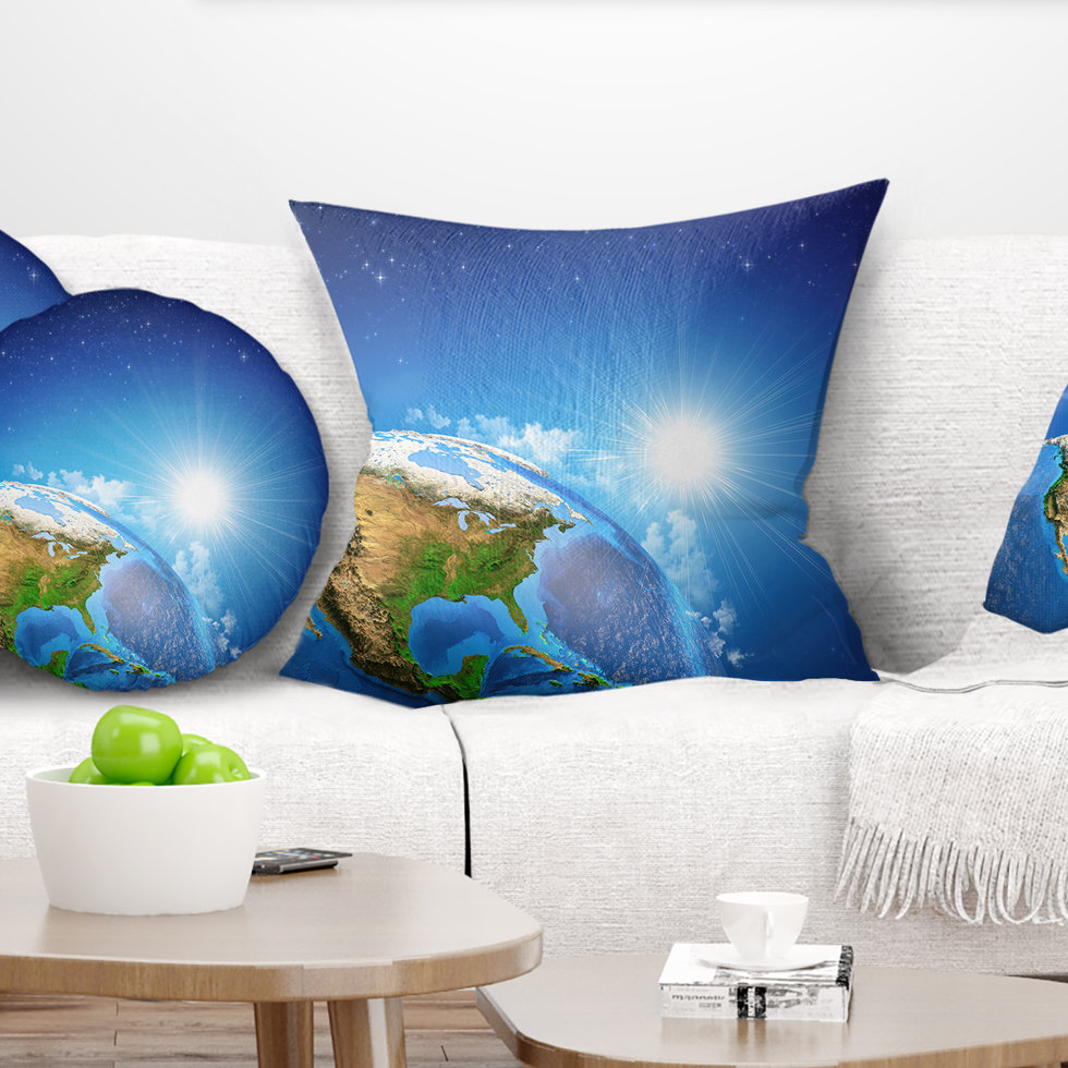 Design Art Sunrise over the Earth Landscape - Landscape Printed Pillow ...