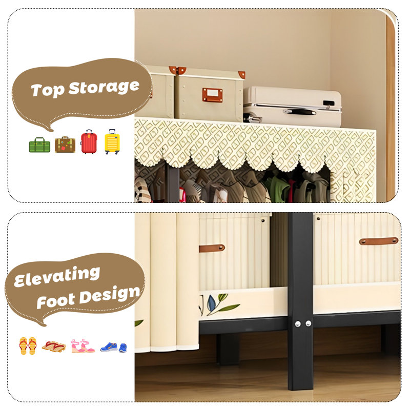 INO Design 75" Portable Closet Organizer Clothes Storage Wardrobe Rack ...