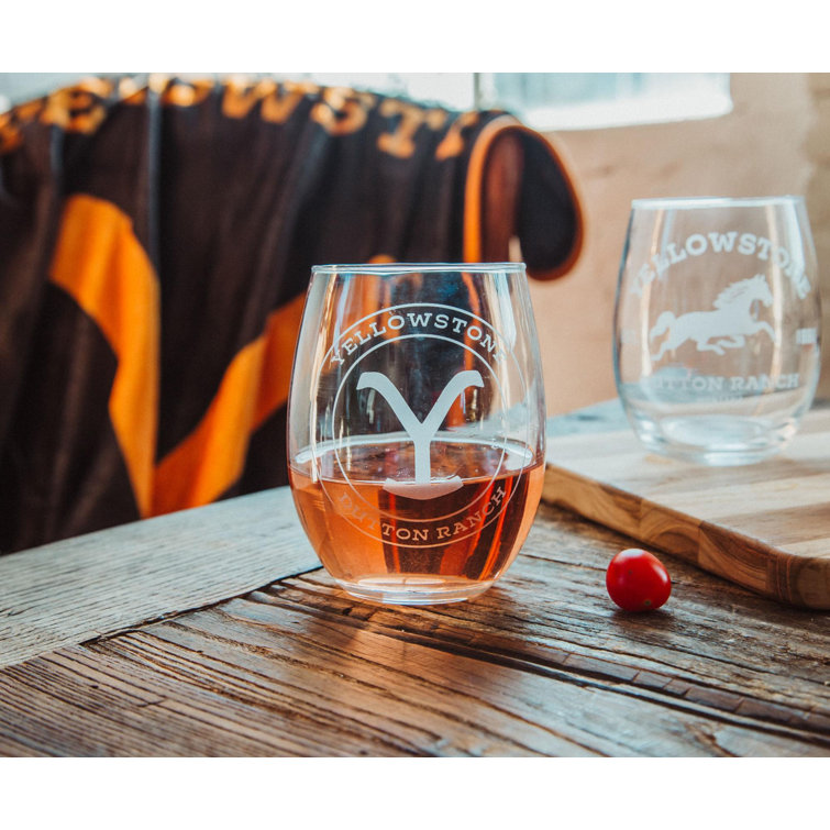 Silver Buffalo Yellowstone Dutton Ranch 20-ounce Stemless Wine Glasses ...