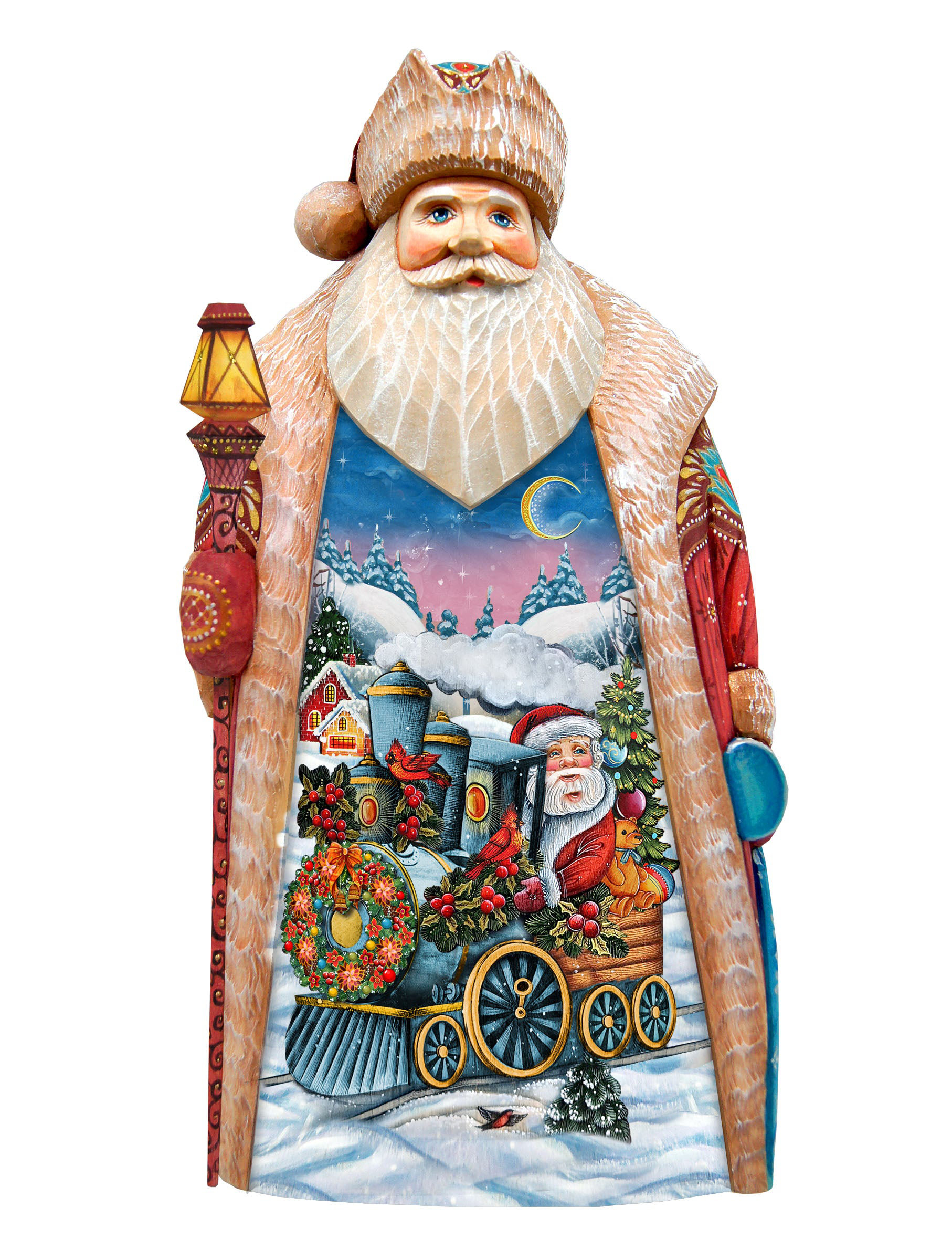 G Debrekht Masterpiece Wood Carved Santa's Express Santa Figurine ...