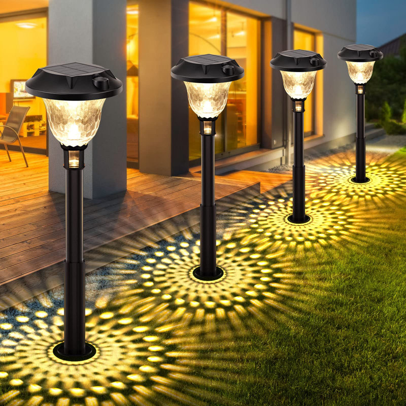 LETMY Black Low Voltage Solar Powered Integrated LED Pathway Light ...