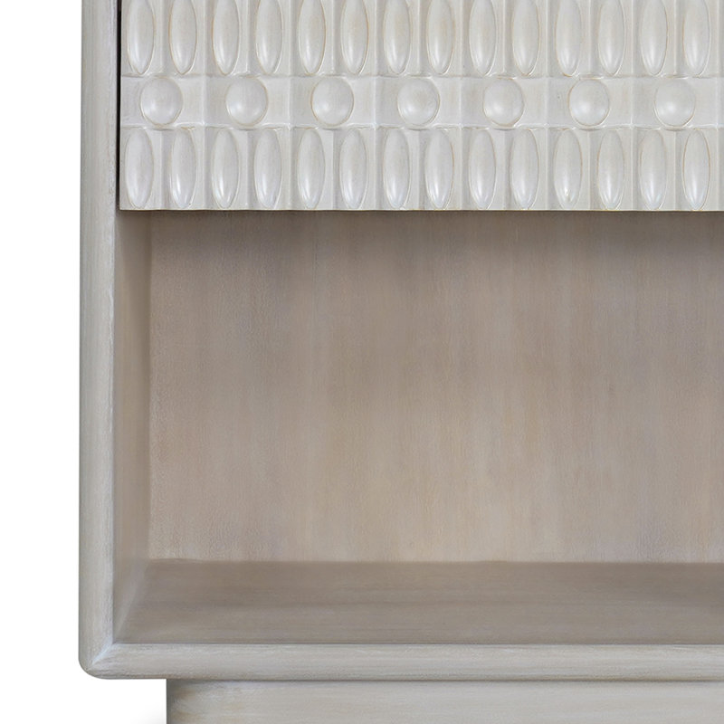 Latitude Run® Waterhouse Night stand with 2 drawers in White washed ...