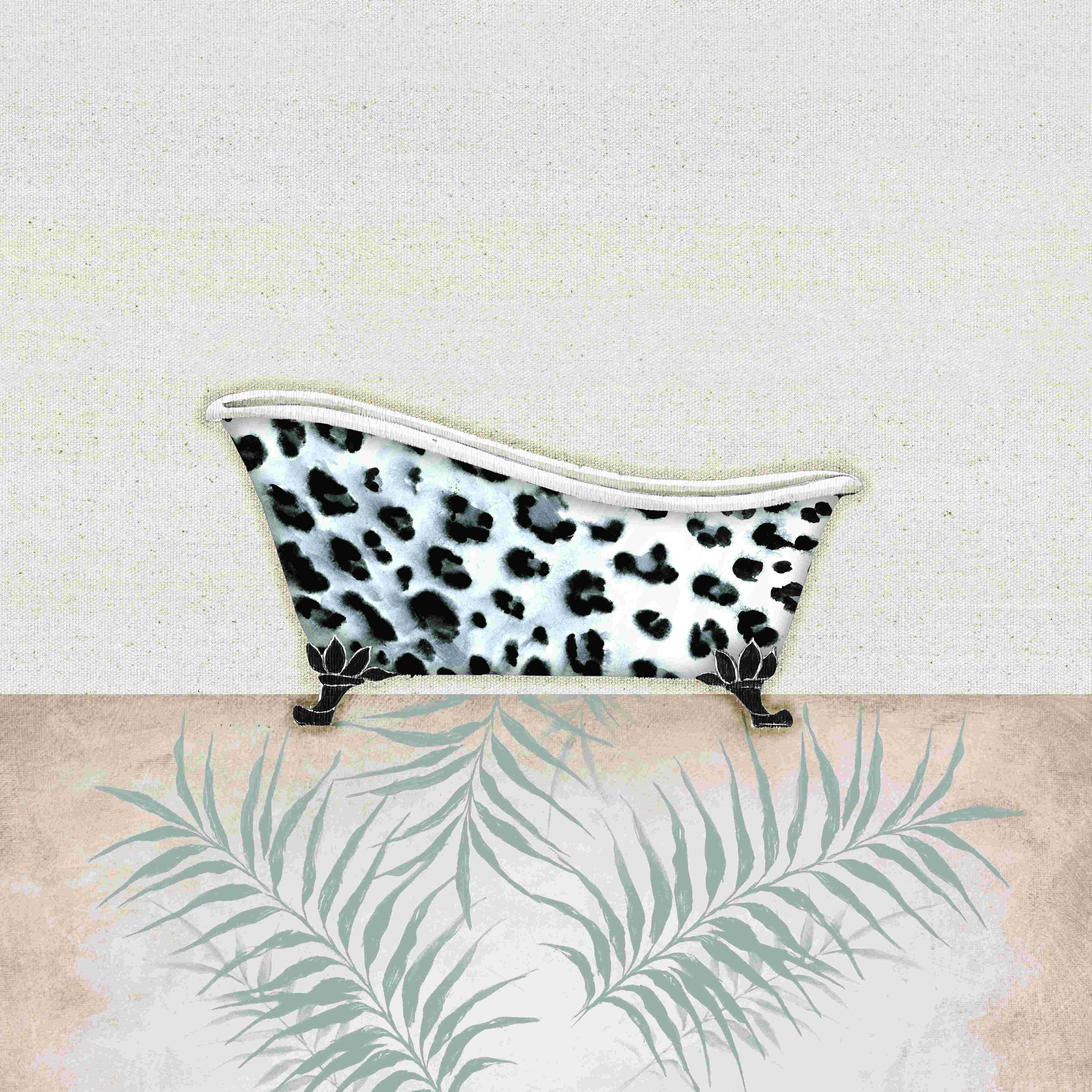 Ophelia & Co. Leopard Print Bath Tropical - Wrapped Canvas Print | Wayfair