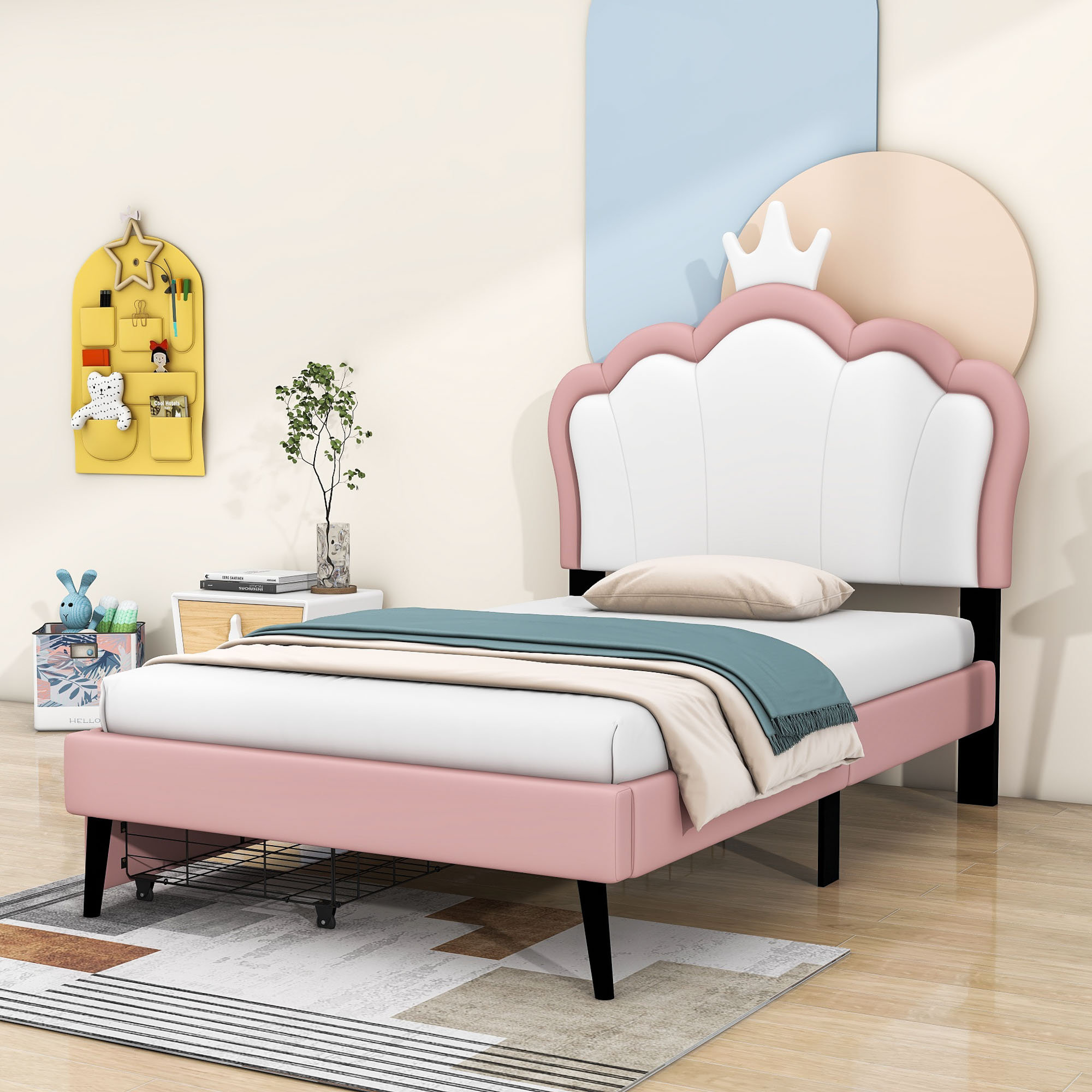 Gemma Violet Twin Upholstered Princess Bed with Headboard, Footboard ...