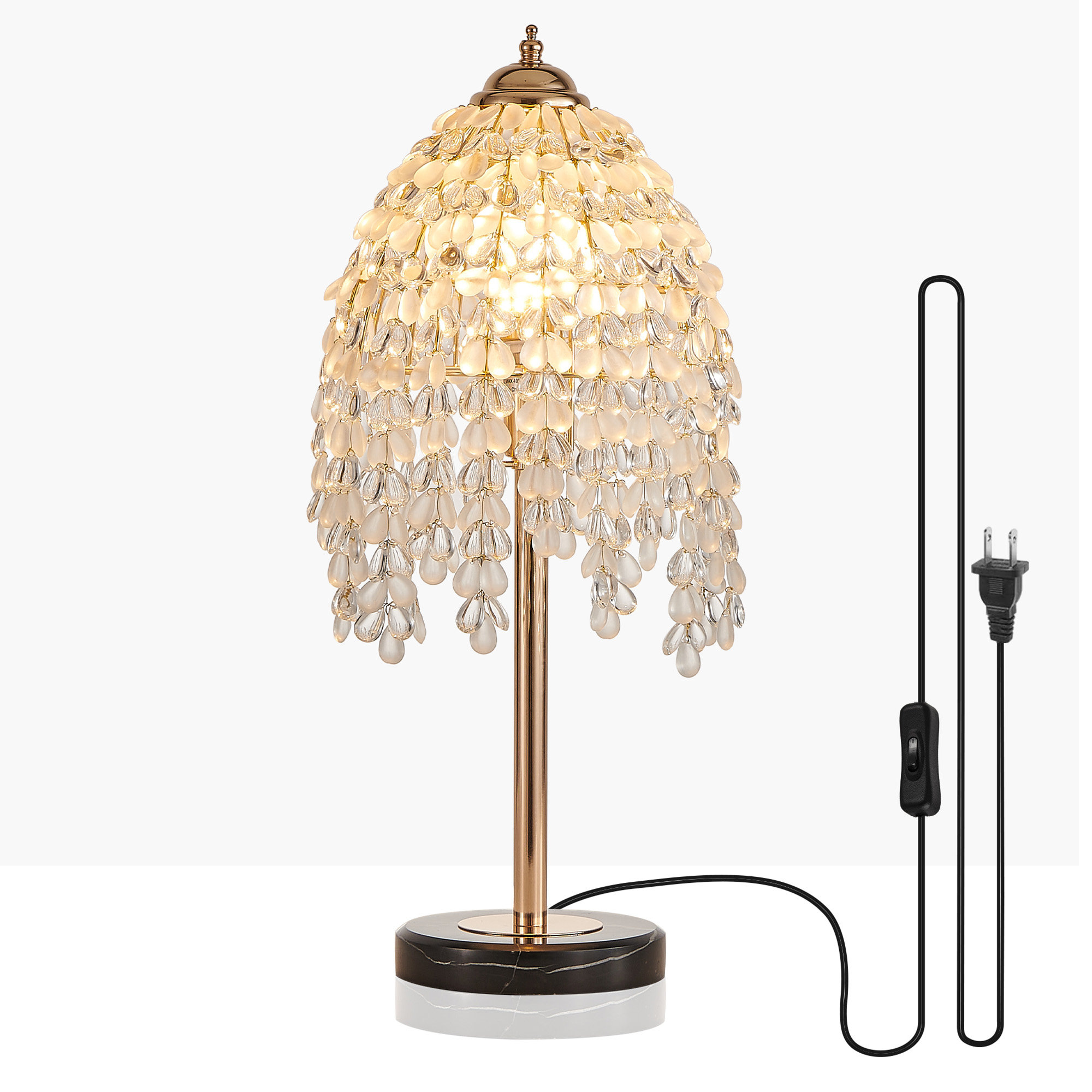House of Hampton® 19" H Modern Crystal Table Lamp, Gold Table Lamp With ...