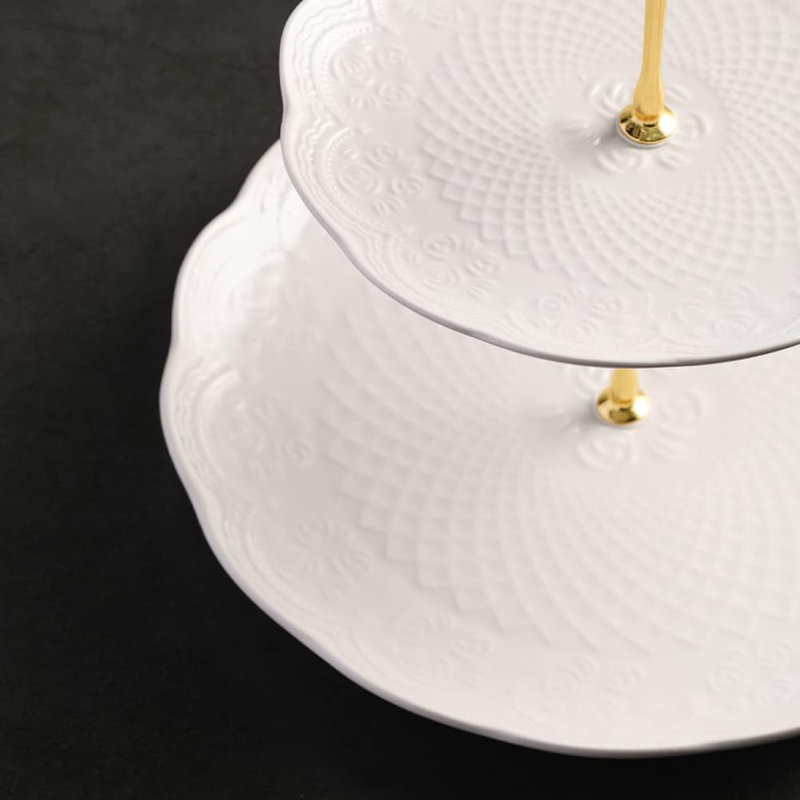 Tobran 3 Tier Ceramic Cake Stand Wedding, Dessert Cupcake Stand | Wayfair