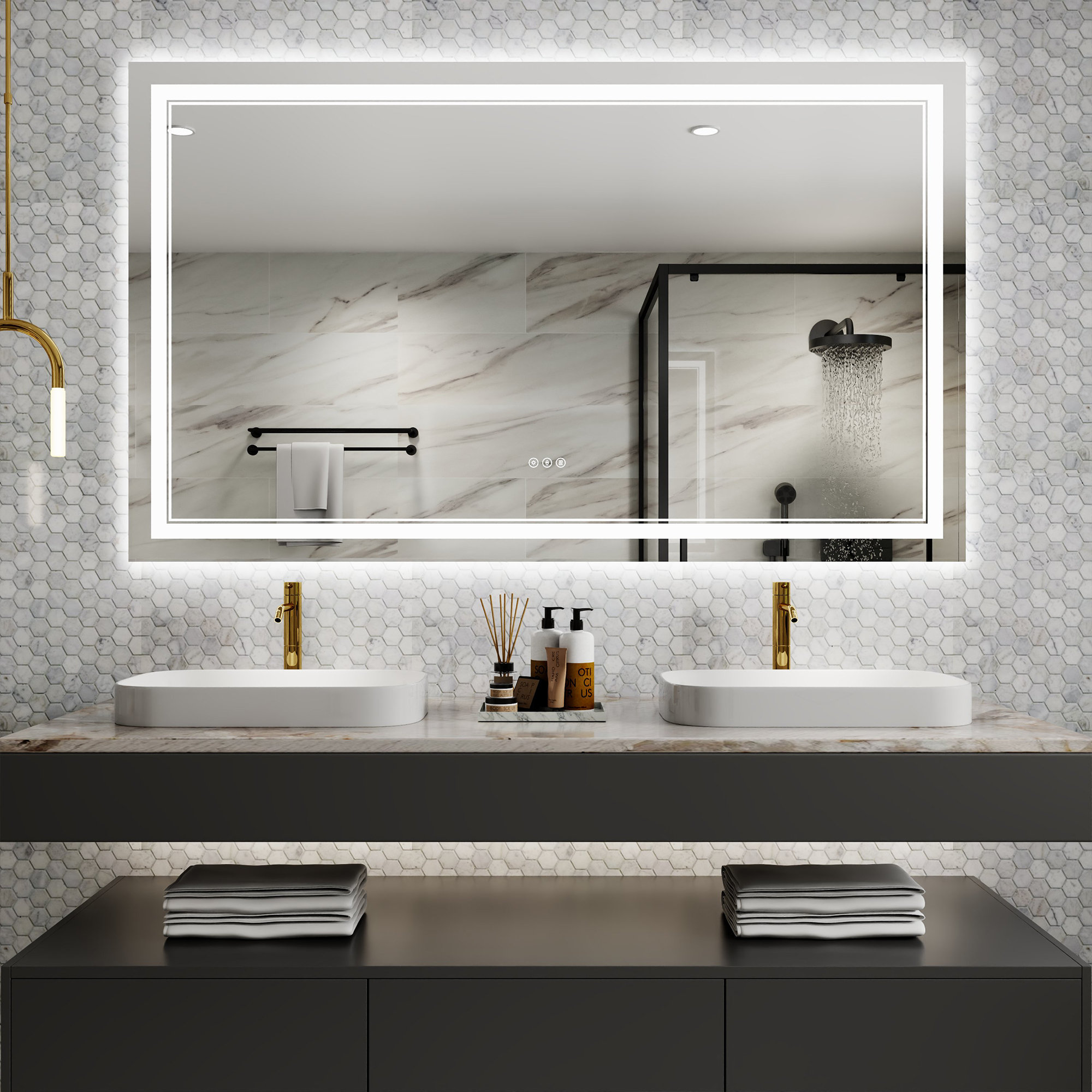 Wrought Studio™ Aolaith Wall Mounted Rectangular Frameless Anti Fog LED ...