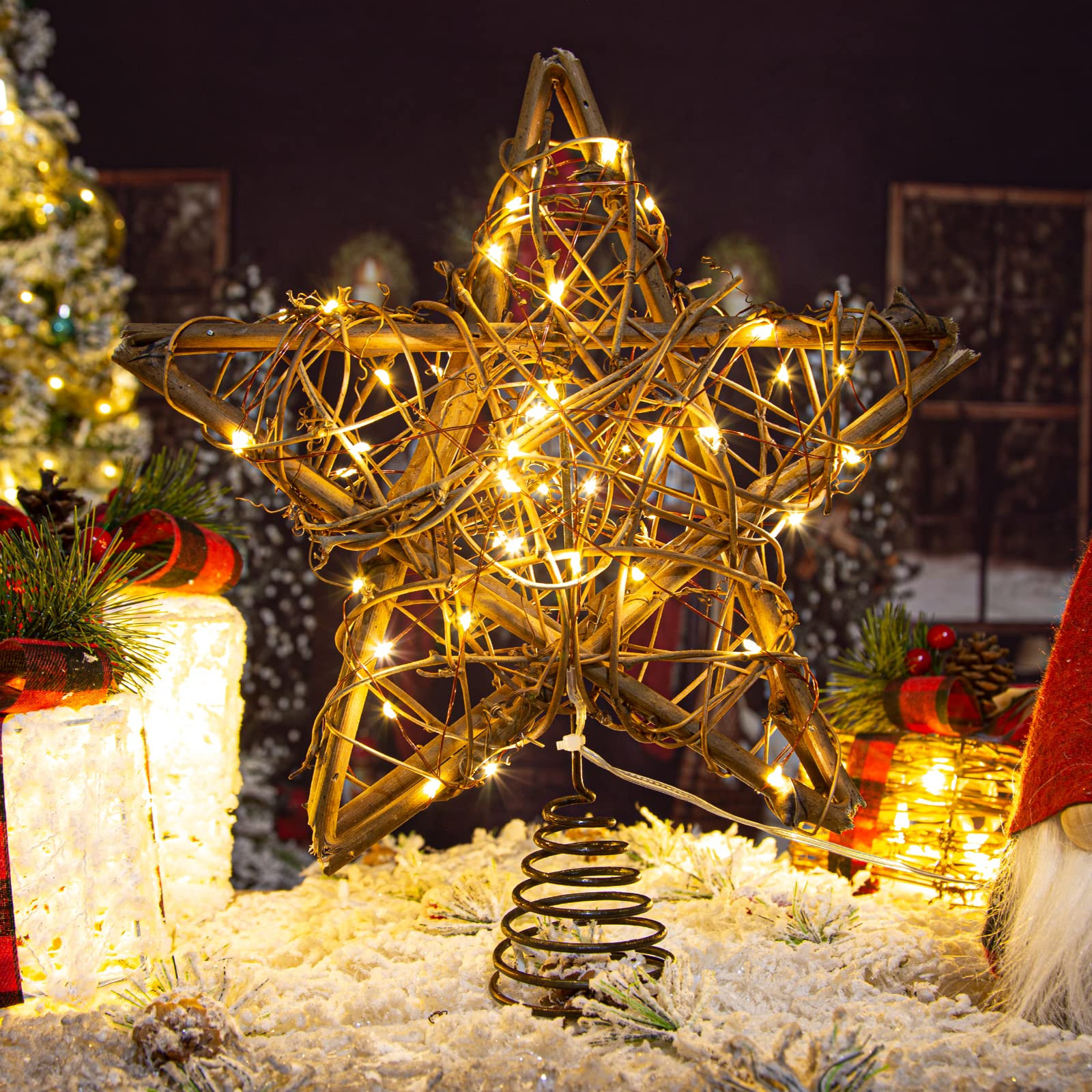 TULGIX Rattan Natural Star Christmas Tree Topper | Wayfair