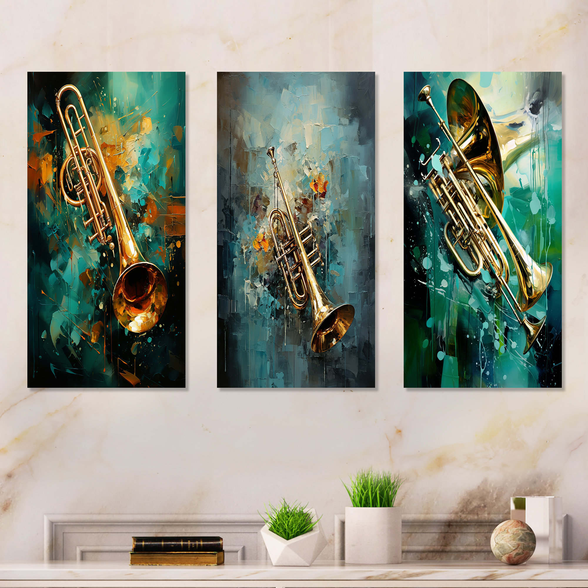 Red Barrel Studio® Trombone Tribute Jazzed Jade - Music Metal Wall Art ...