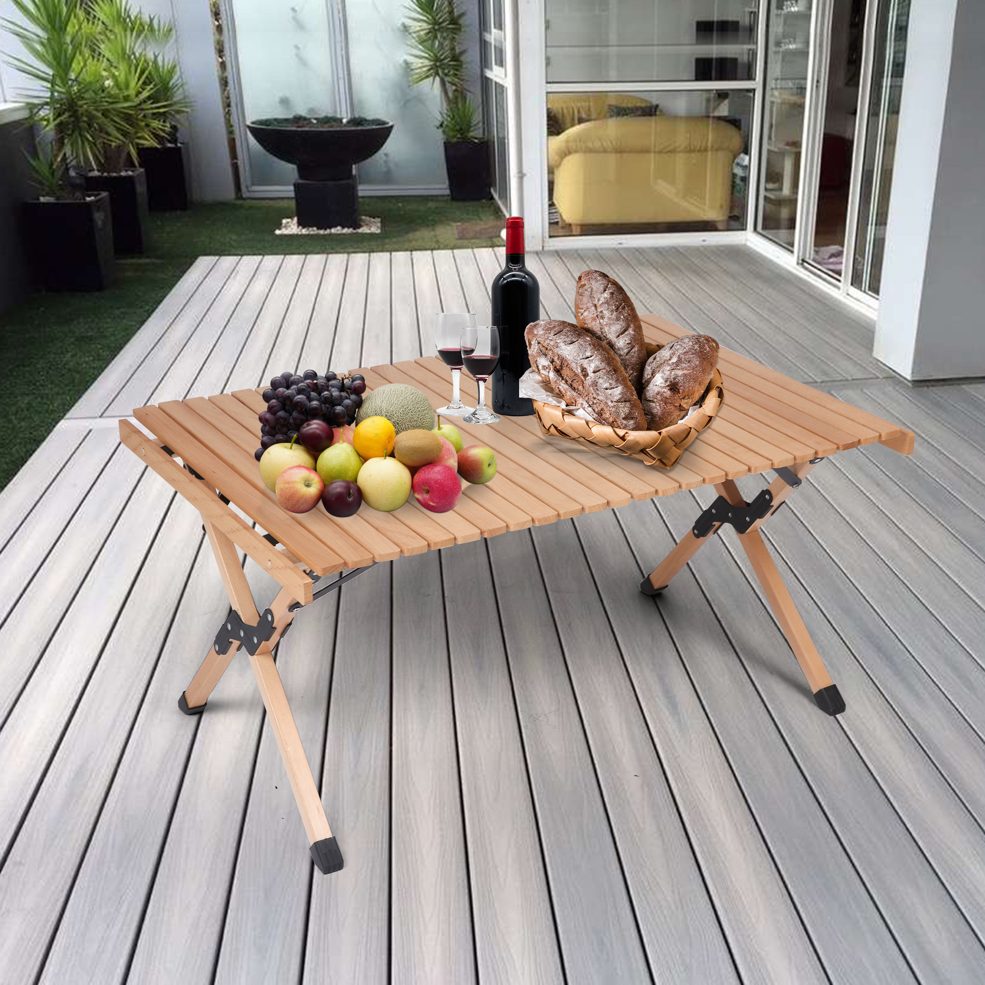 Gracie Oaks Buiey Folding Solid Wood Camping Table | Wayfair