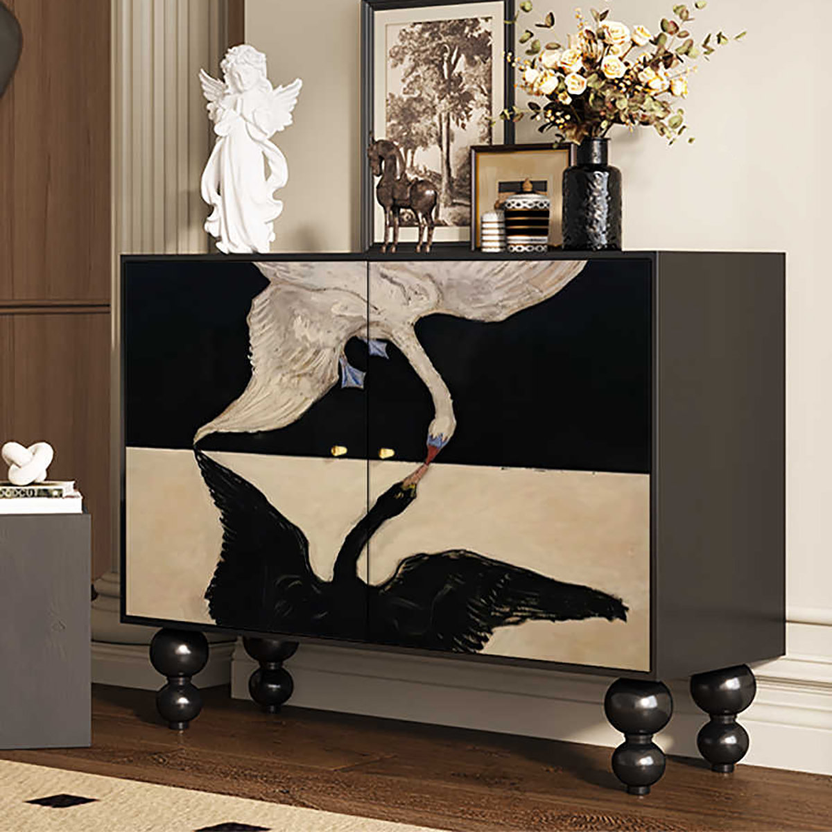 Vivid Space Creation French Lacquer Painting Decorative Cabinet | Wayfair