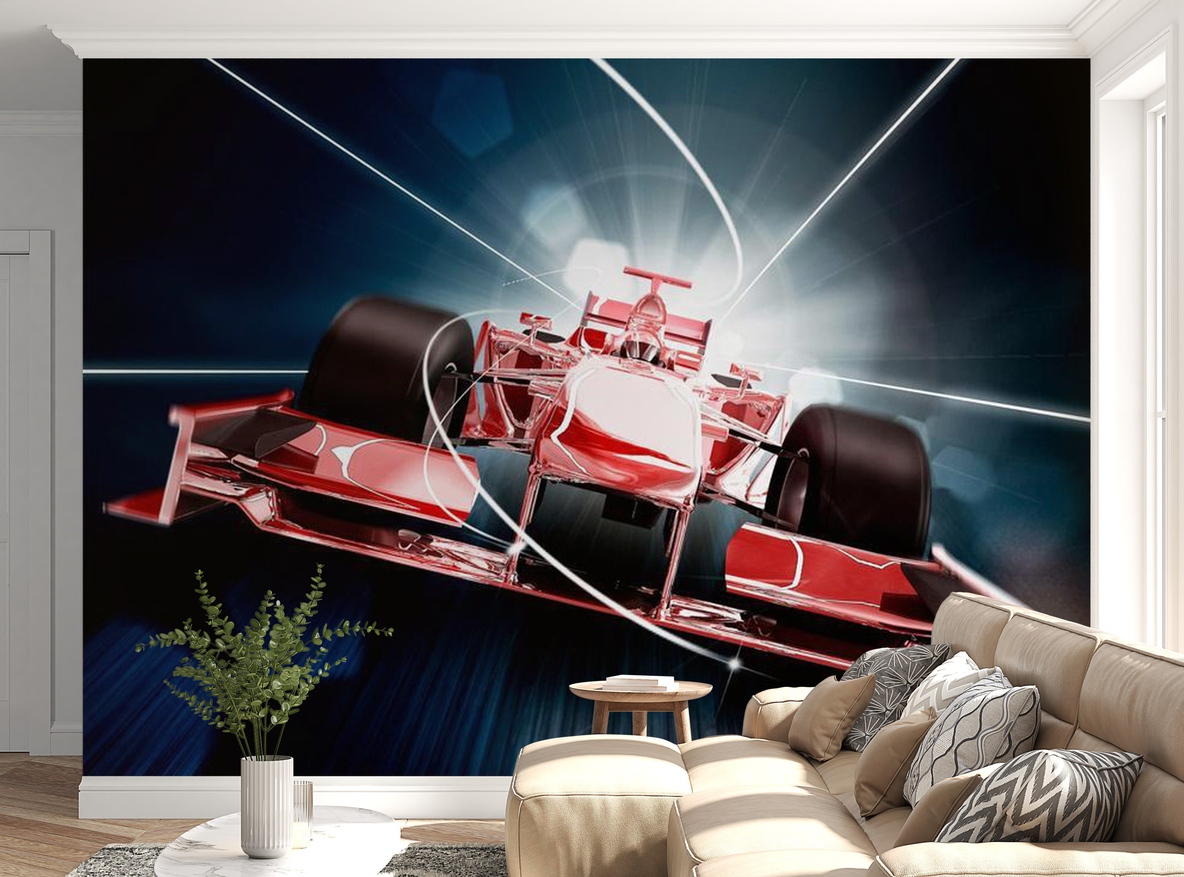 Hokku Designs Peel & Stick Car Racing Wall Mural - Formula 1 Race ...