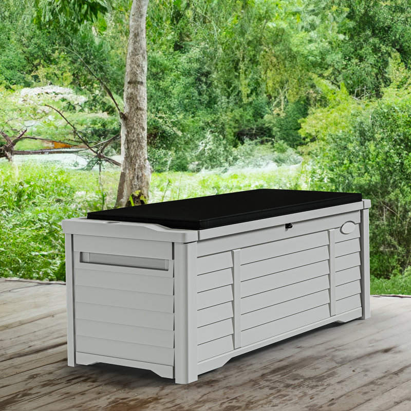 Edrosie Inc 120 Gallons Water Resistant Resin Lockable Deck Box with ...