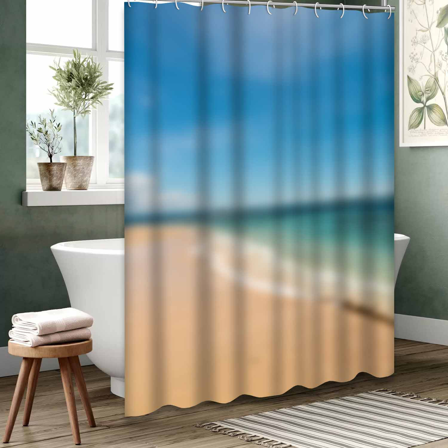 East Urban Home Waterproof Shower Curtain,Indonesia Travel Beach ...