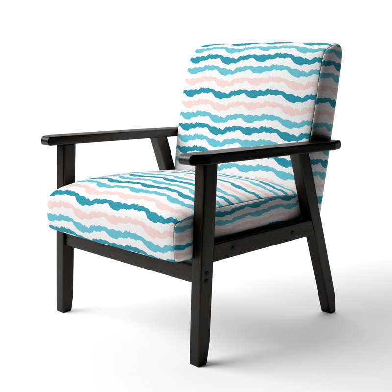 Orren Ellis Blue Horizontal Striped - Upholstered Patterned Accent Arm ...