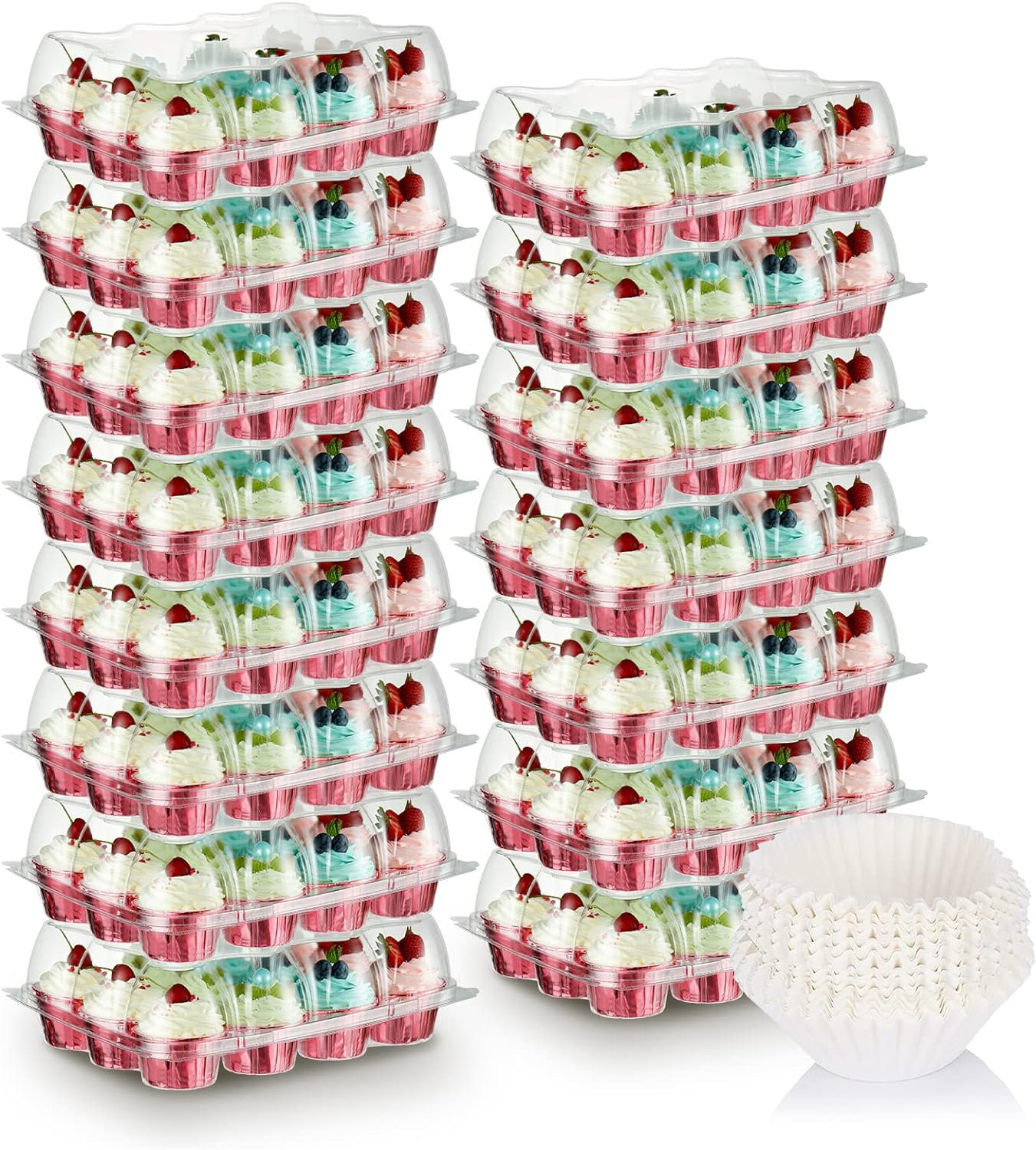 Prep & Savour (12 Pack X 15 Sets) Stackable Cupcake Carrier Holders ...