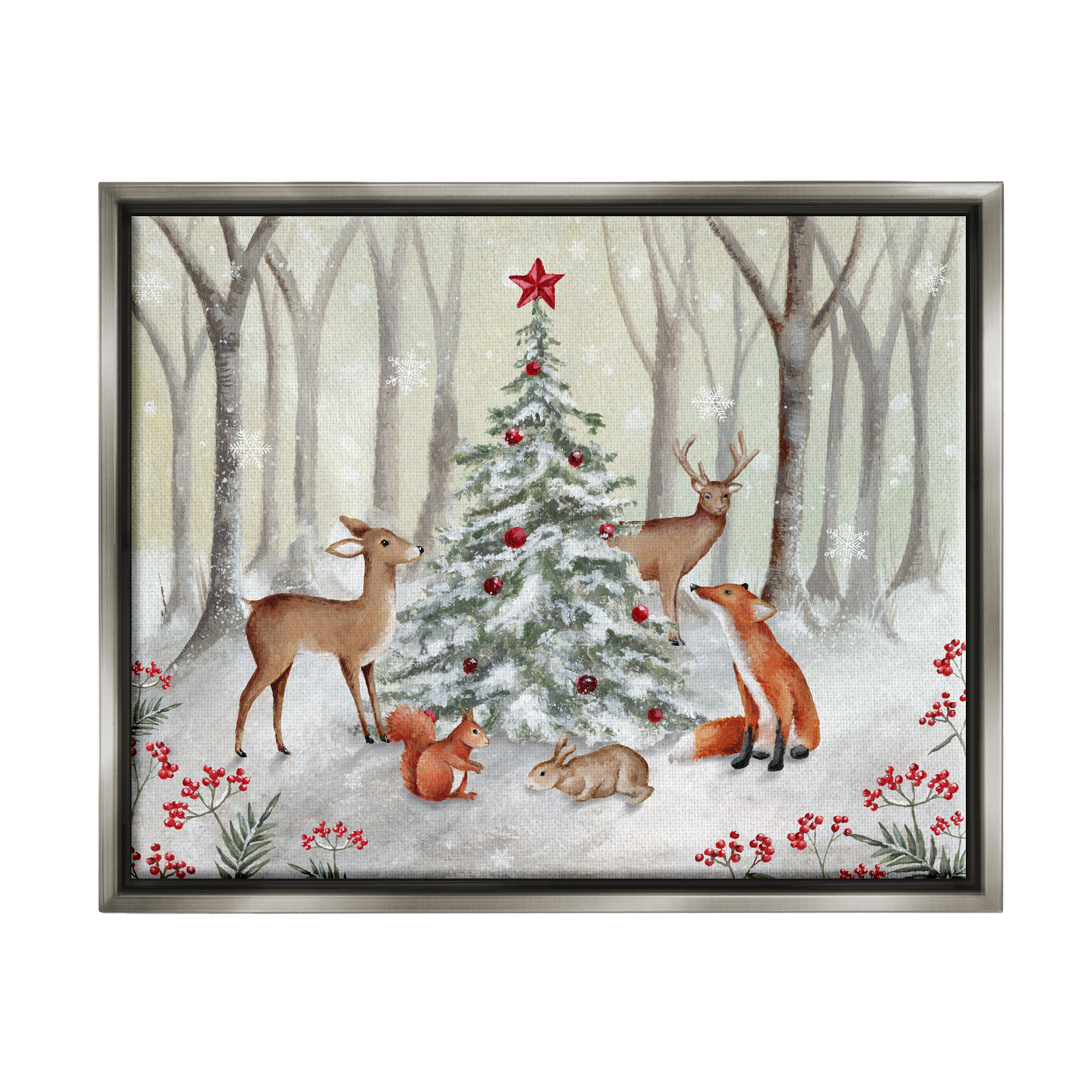 Stupell Industries Ba-805-Floater Forest Animals And Christmas Tree ...
