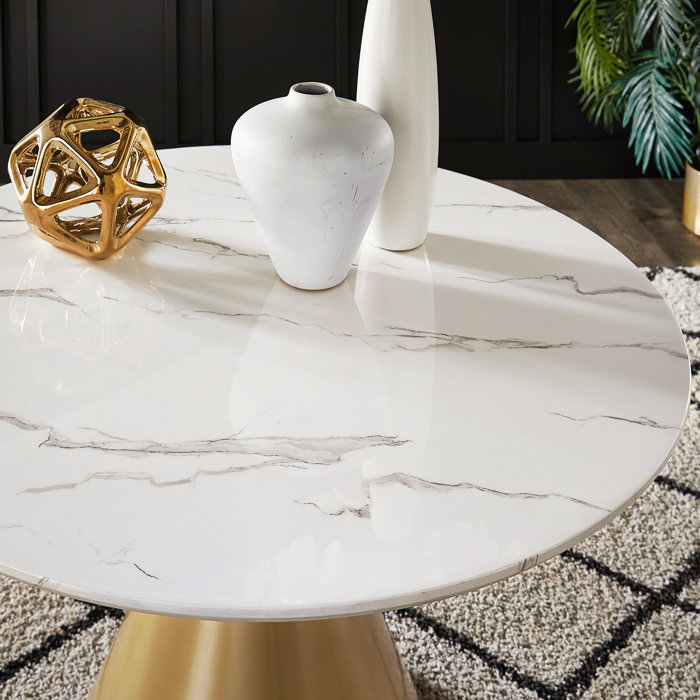 Kingstown Home Roman Round Faux Marble Top Dining Table & Reviews | Wayfair