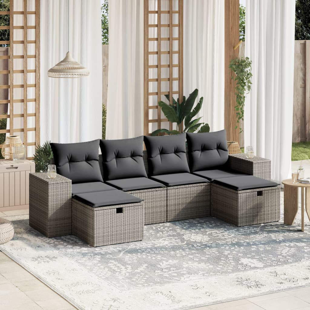 Vidaxl Garden Sofa Set Grey Poly Rattan Large Modular Garden Sofa Set