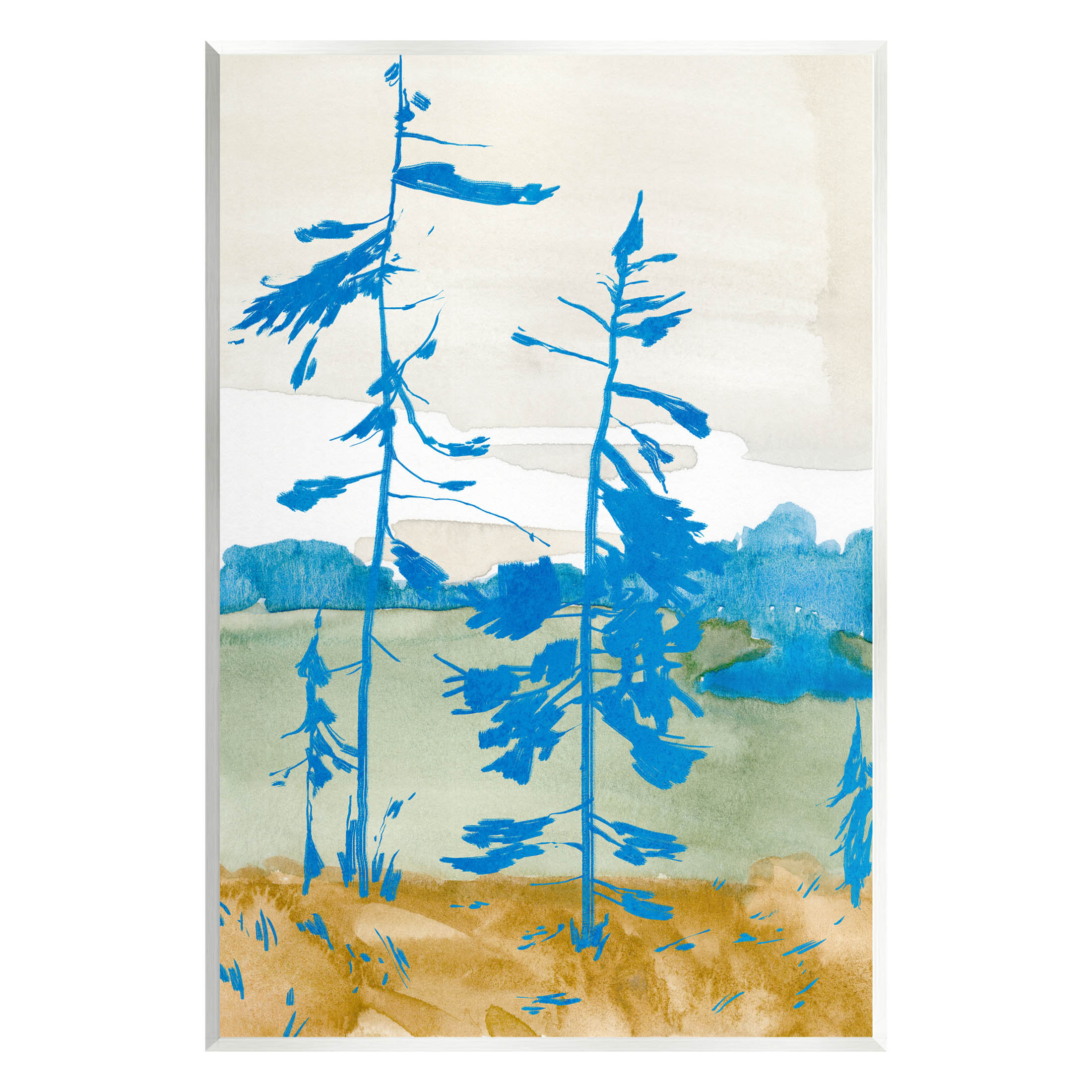 Stupell Industries Modern Blue Trees Landscape Wall Plaque Art By Jacob ...