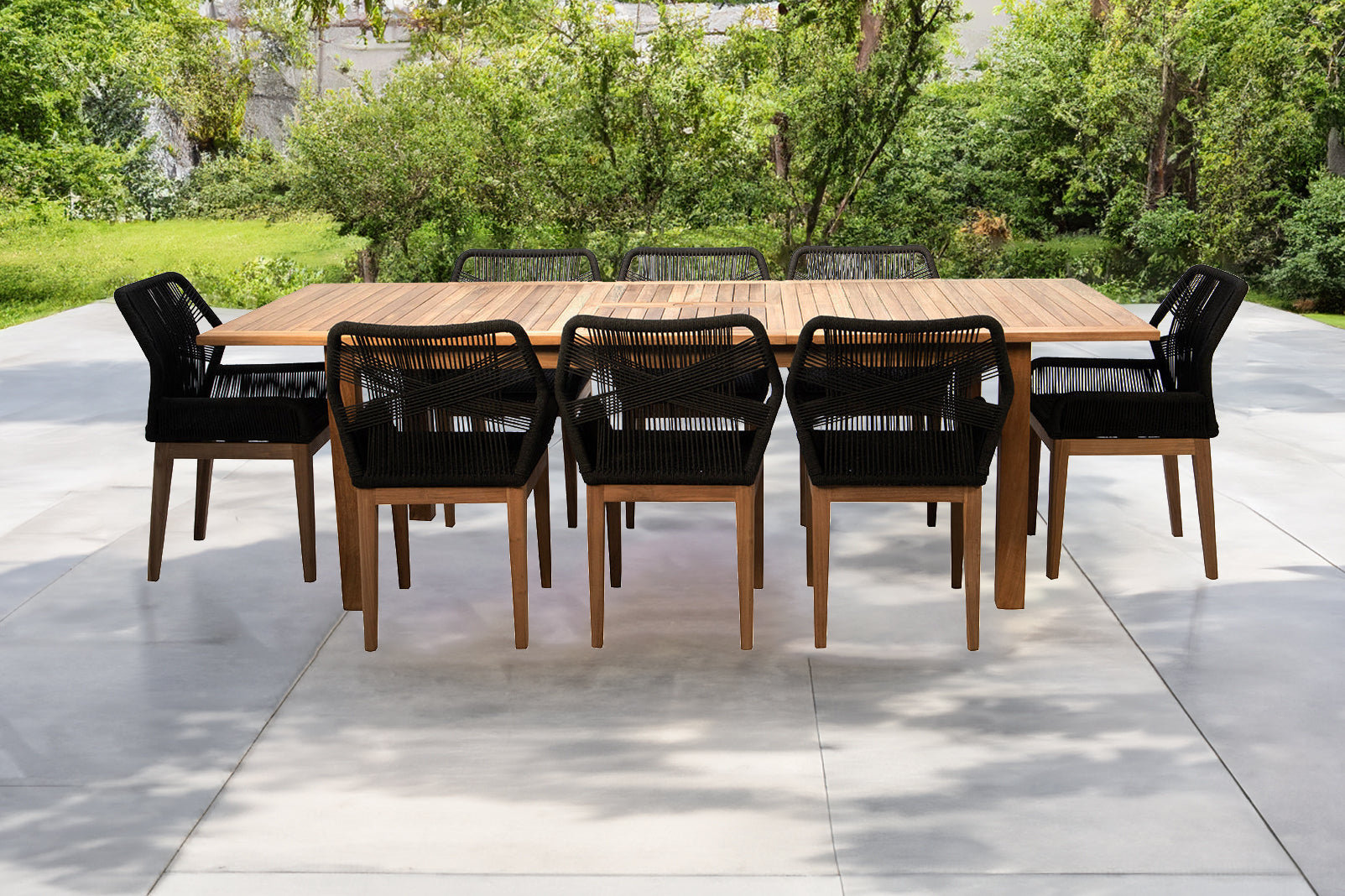 Corrigan Studio® Hornick 9 pc Hornick Rope & Teak Outdoor Dining Set ...