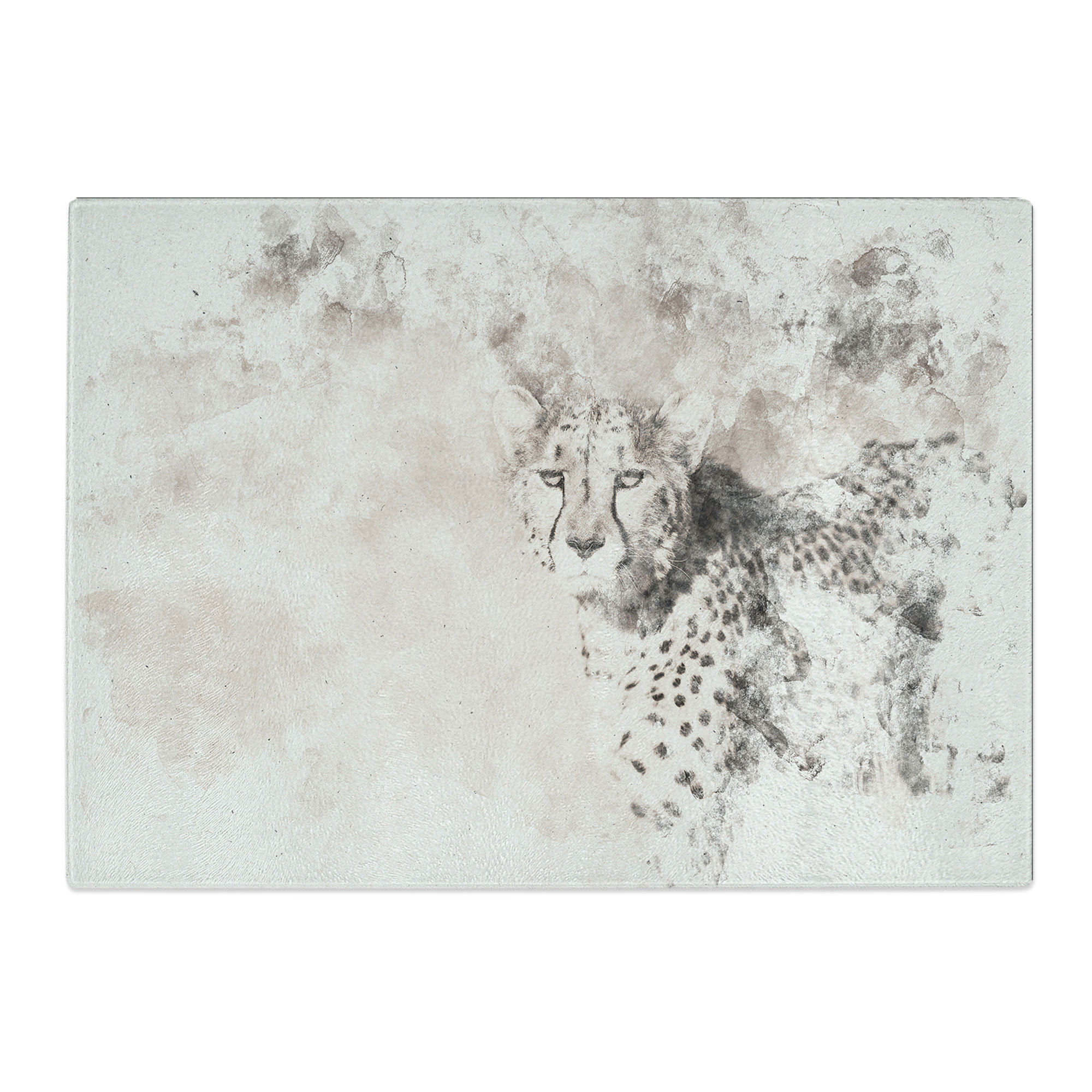 East Urban Home Tempered Glass Cheetah with Orange Eyes Chopping Board ...