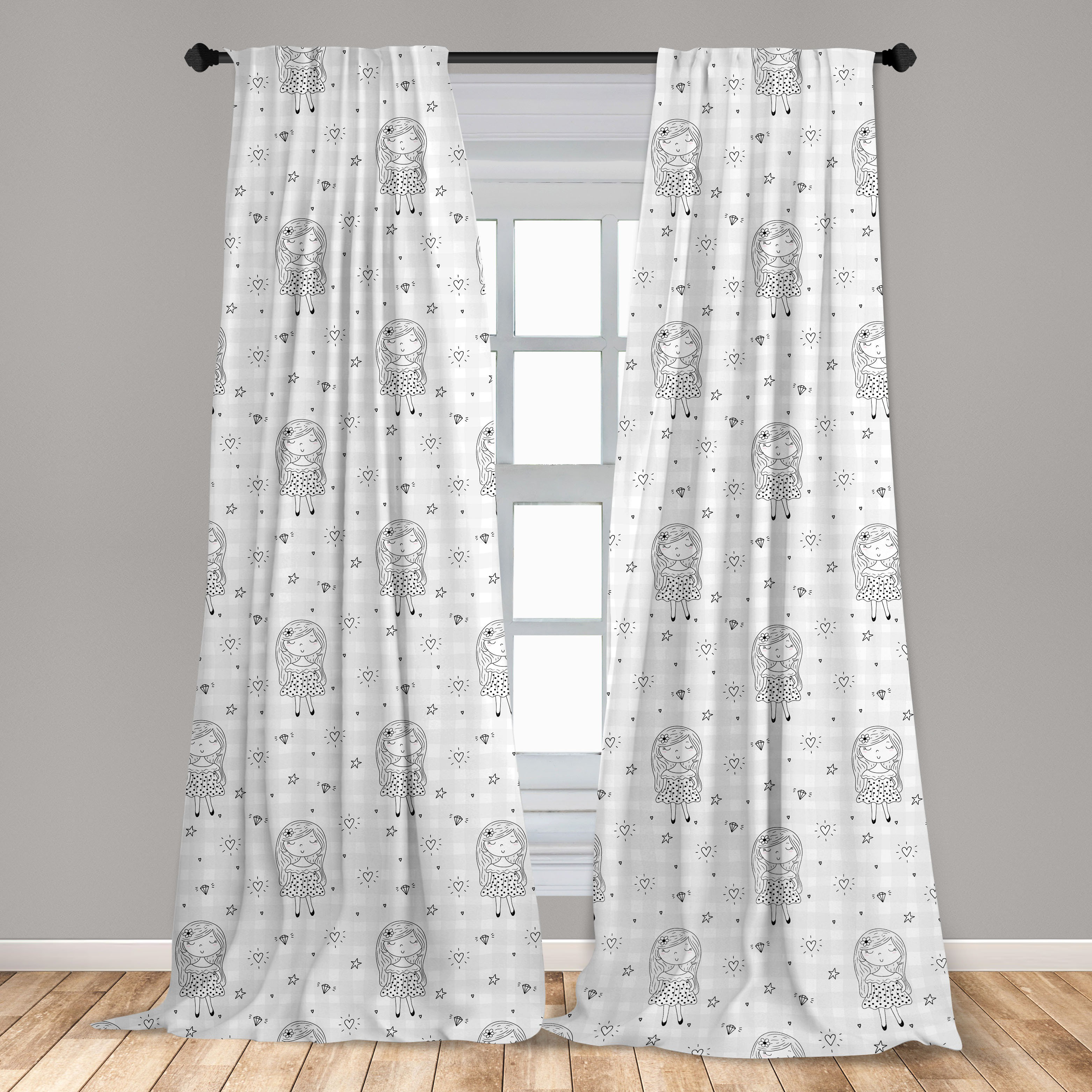 East Urban Home Cartoon Striped Semi-Sheer Rod Pocket Curtain Panels ...