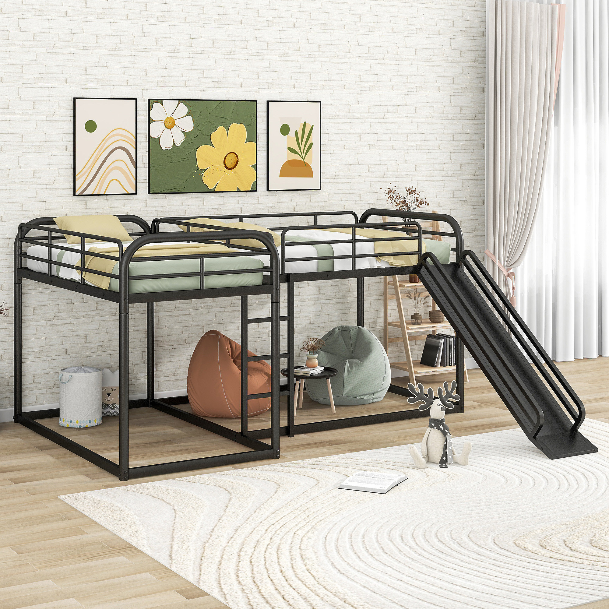 Isabelle & Max™ L-Shaped Bunk Bed With Slide And Short Ladder | Wayfair