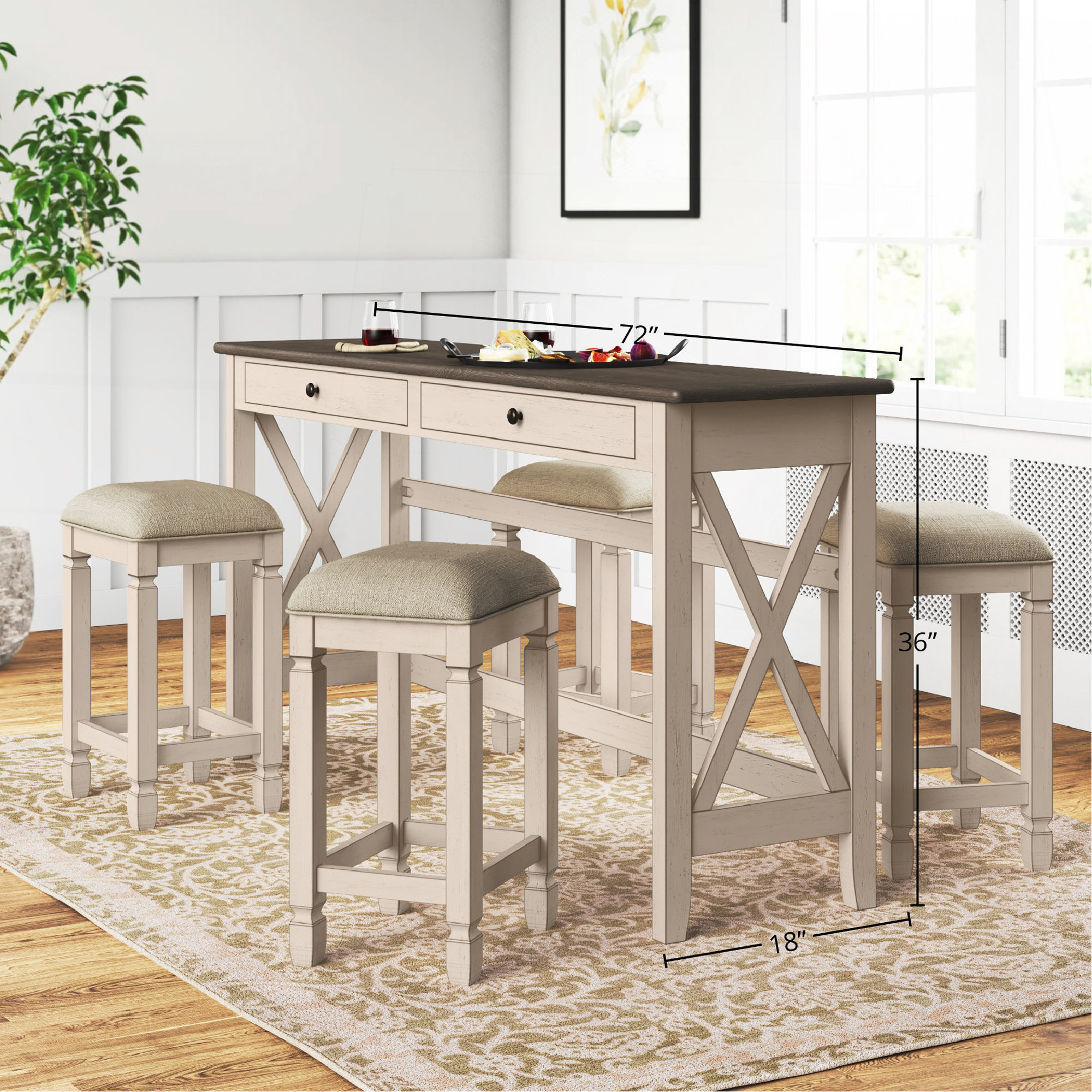 Ophelia & Co. Console Table 4 Stools | Wayfair