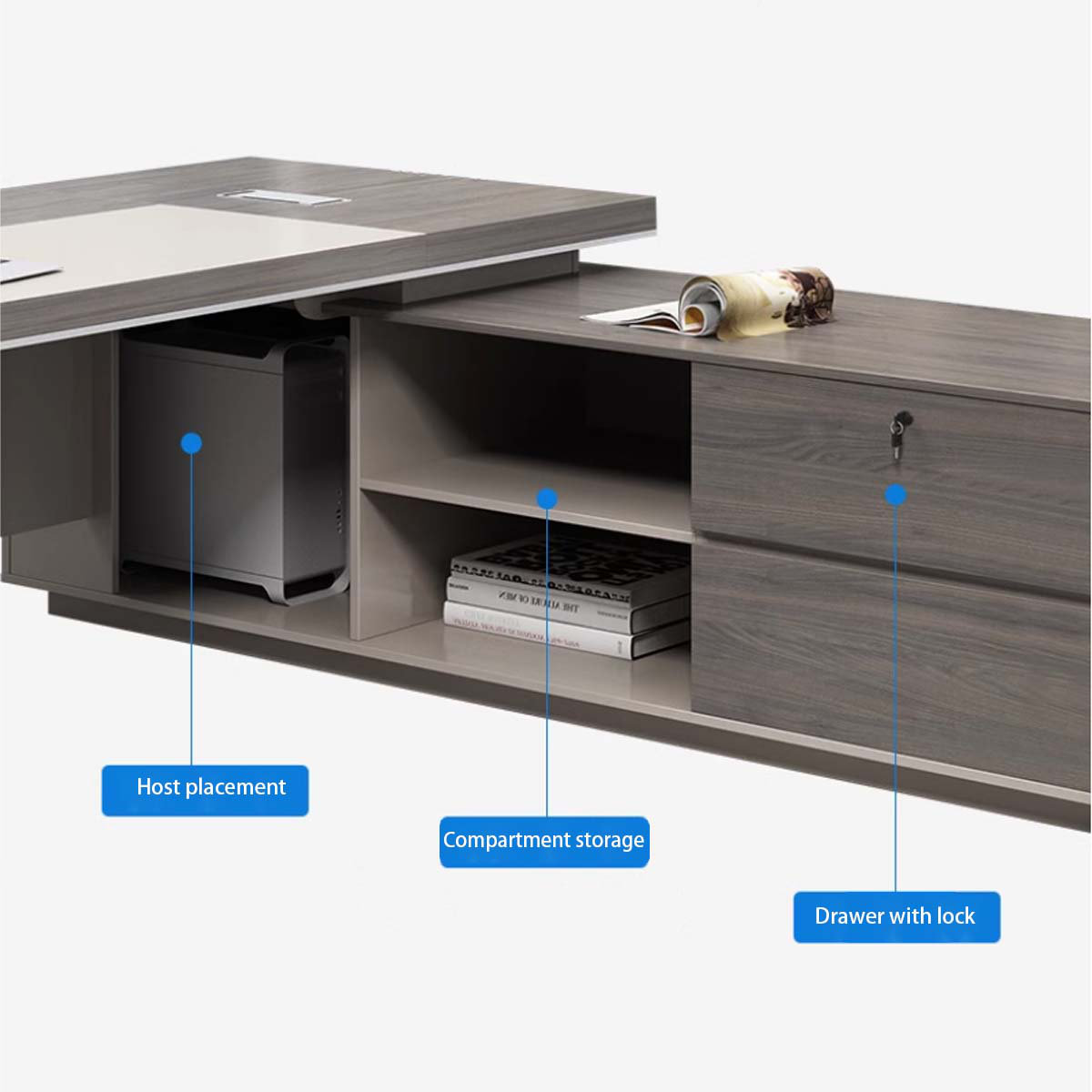 Inbox Zero Modern-Style Luxurious Executive Desk Combination, Office ...