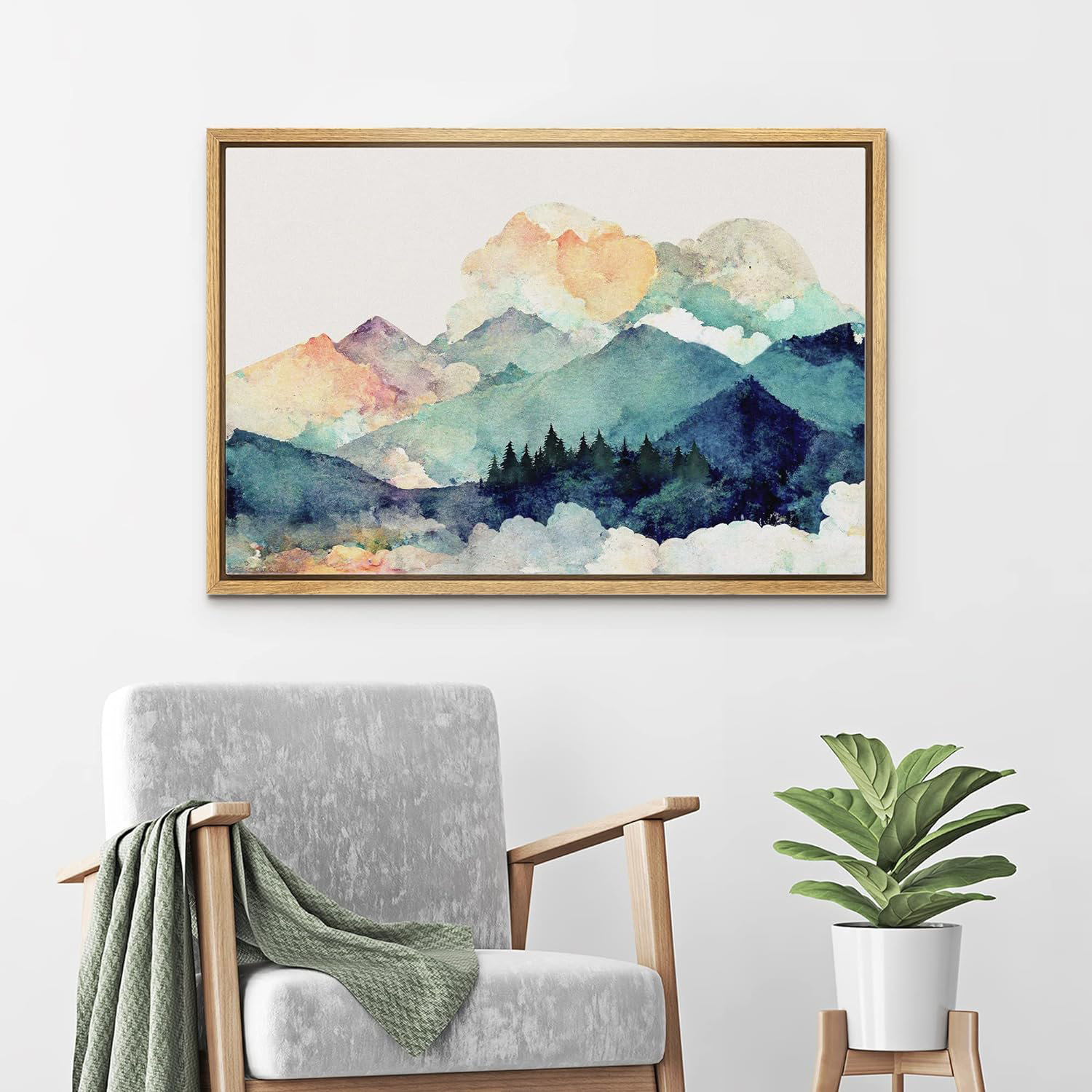 IDEA4WALL Sun Mountain Range IDEA4WALL Framed Canvas Print Wall Art ...
