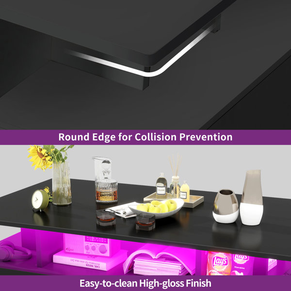 Wrought Studio™ Ellise LED Coffee Table with 4 Drawers & Reviews | Wayfair