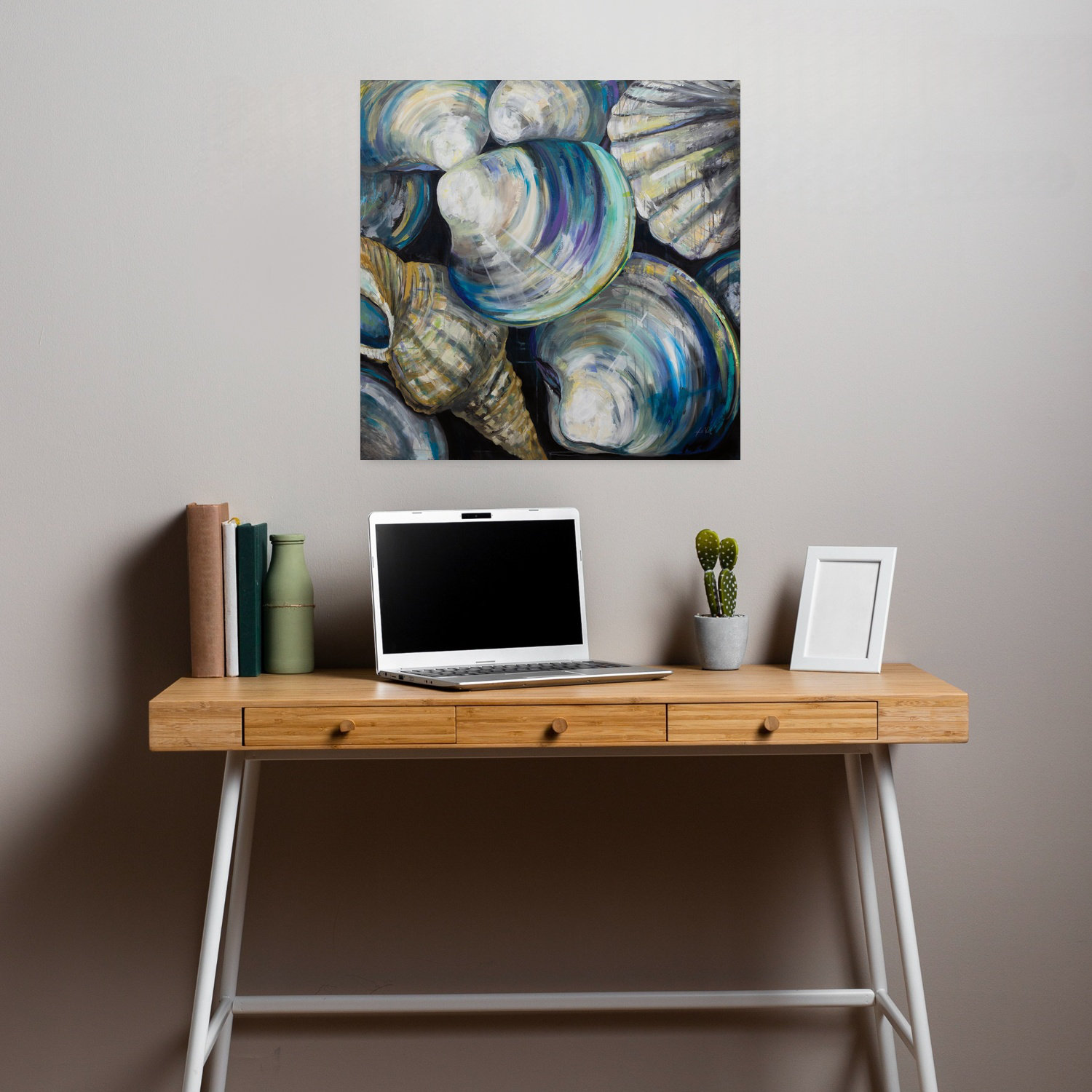 Breakwater Bay Coastal Nautical Key West Shells With Aqua Blue Art ...