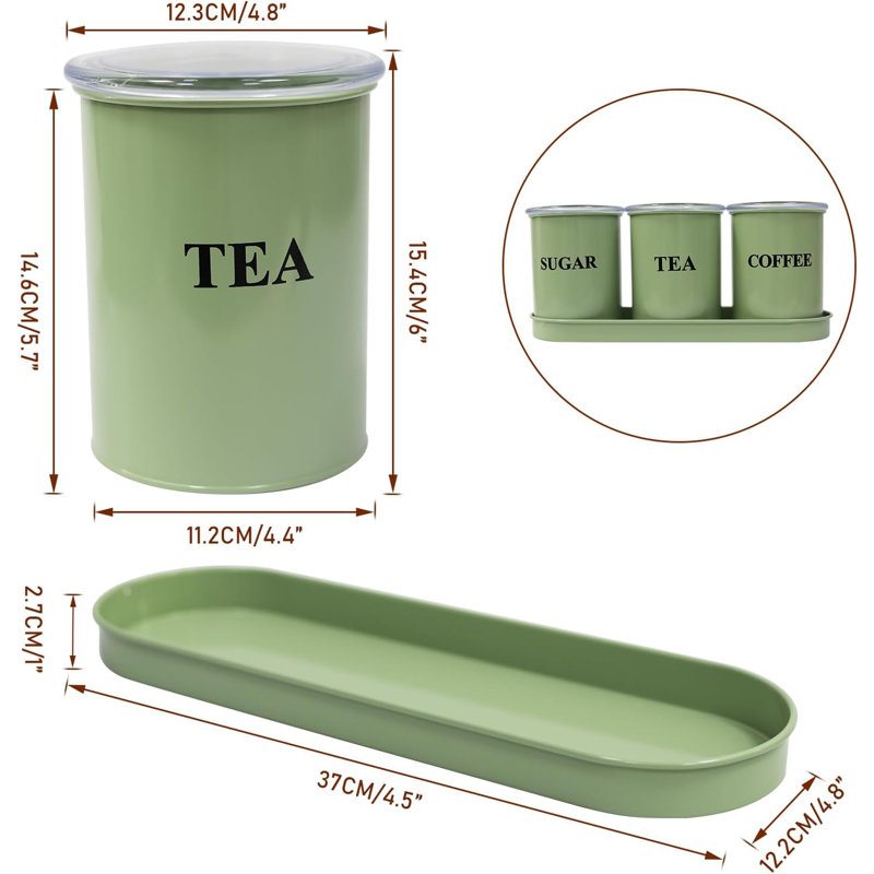 Rosalind Wheeler 3 Piece Kitchen Canister Set, Tea Sugar Coffee ...