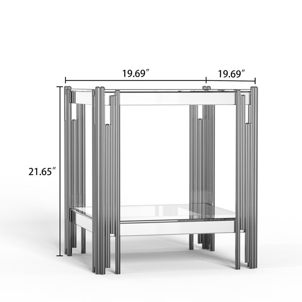 Latitude Run® Modern Tempered Glass And Silver Stainless Steel End ...
