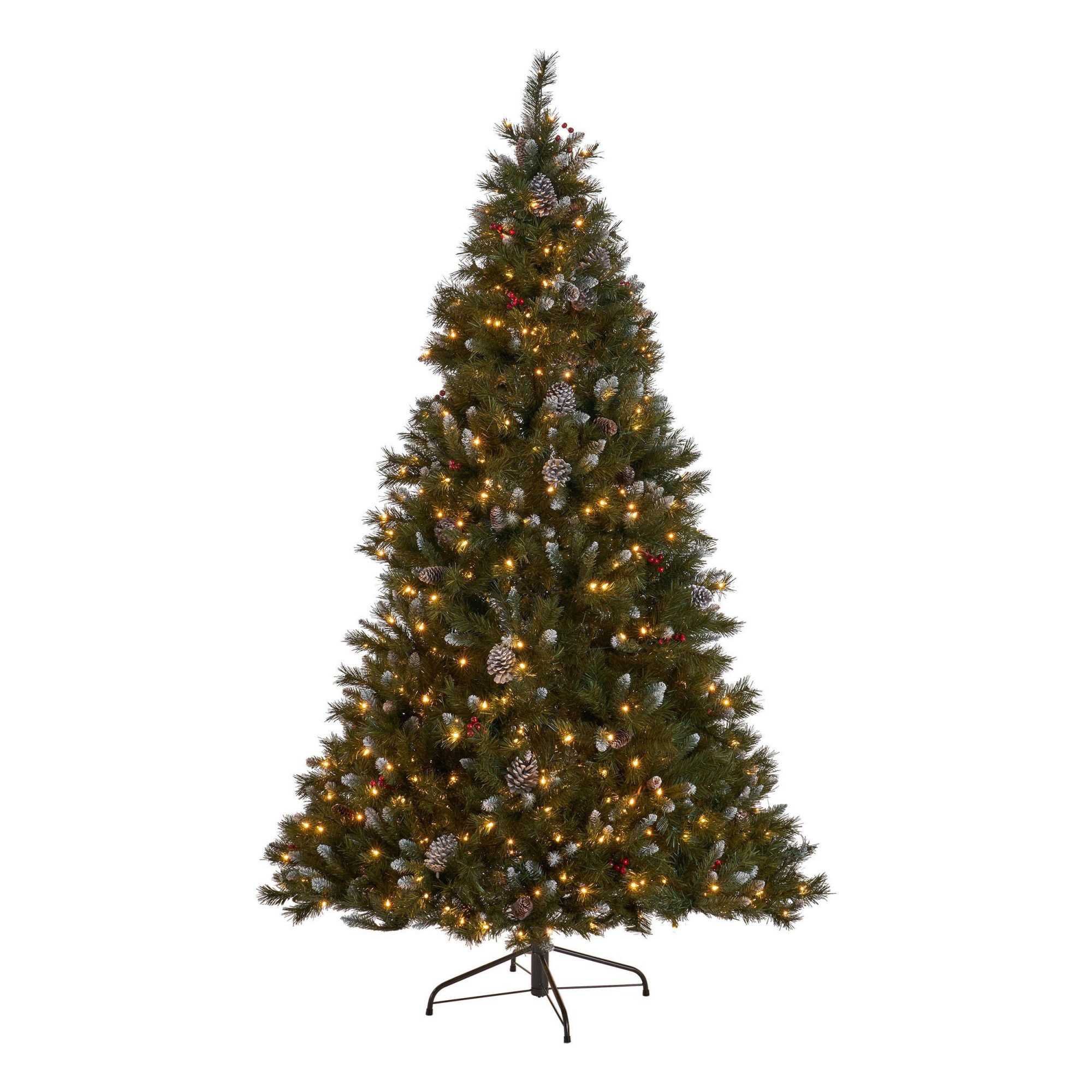 The Holiday Aisle® 7' Mixed Frosted Hinged Tree with 52 Frosted Pine ...