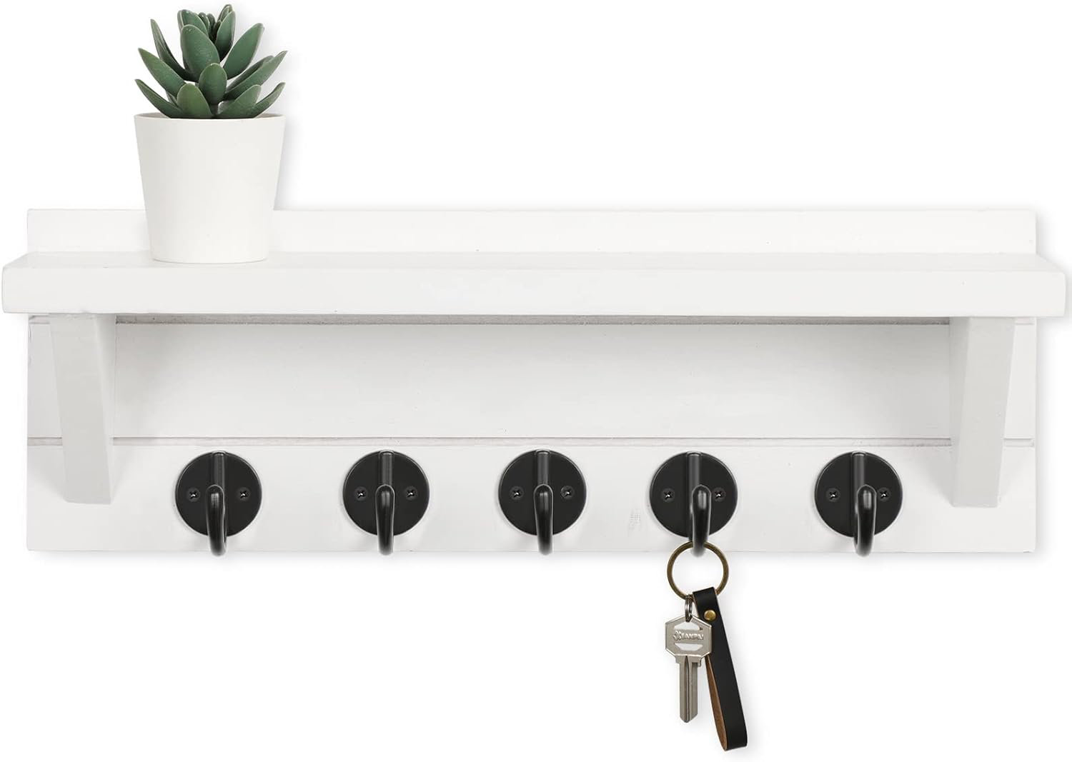 RAPTIZ Wall Key Holder With Shelf, Rustic Shelf With Hooks Made Of ...