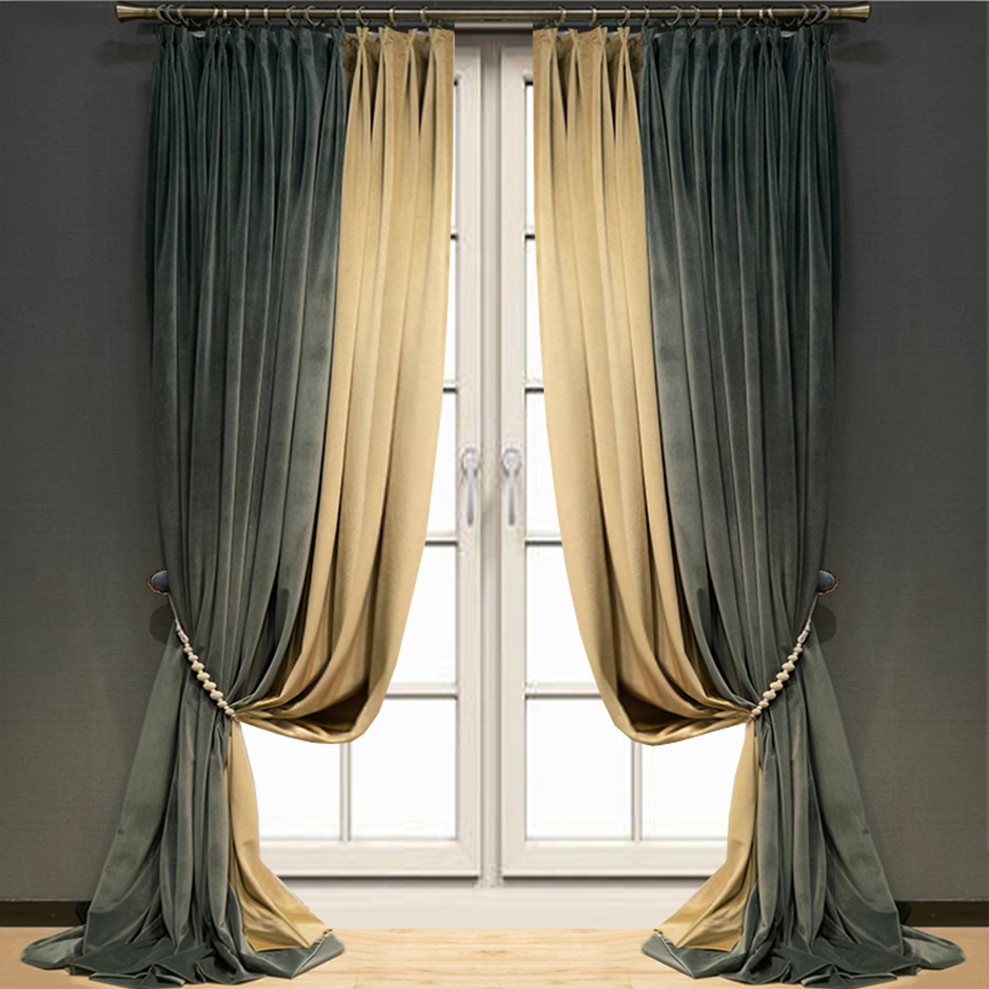 Everly Quinn American Style Thickened Color Blocked Curtain Finished ...
