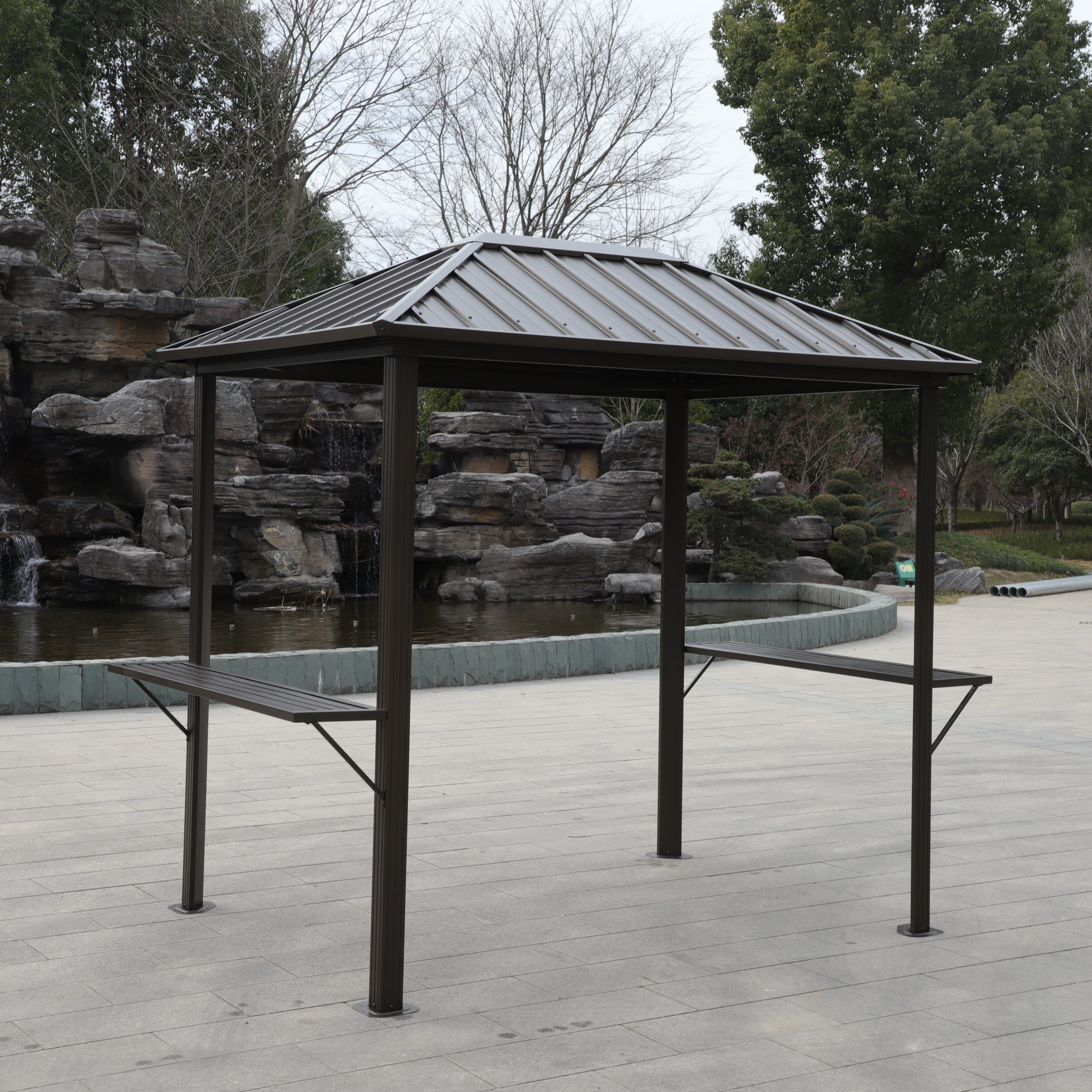 YOPENG Grill Hardtop Gazebo, Outdoor Metal Hard Top Structure ...