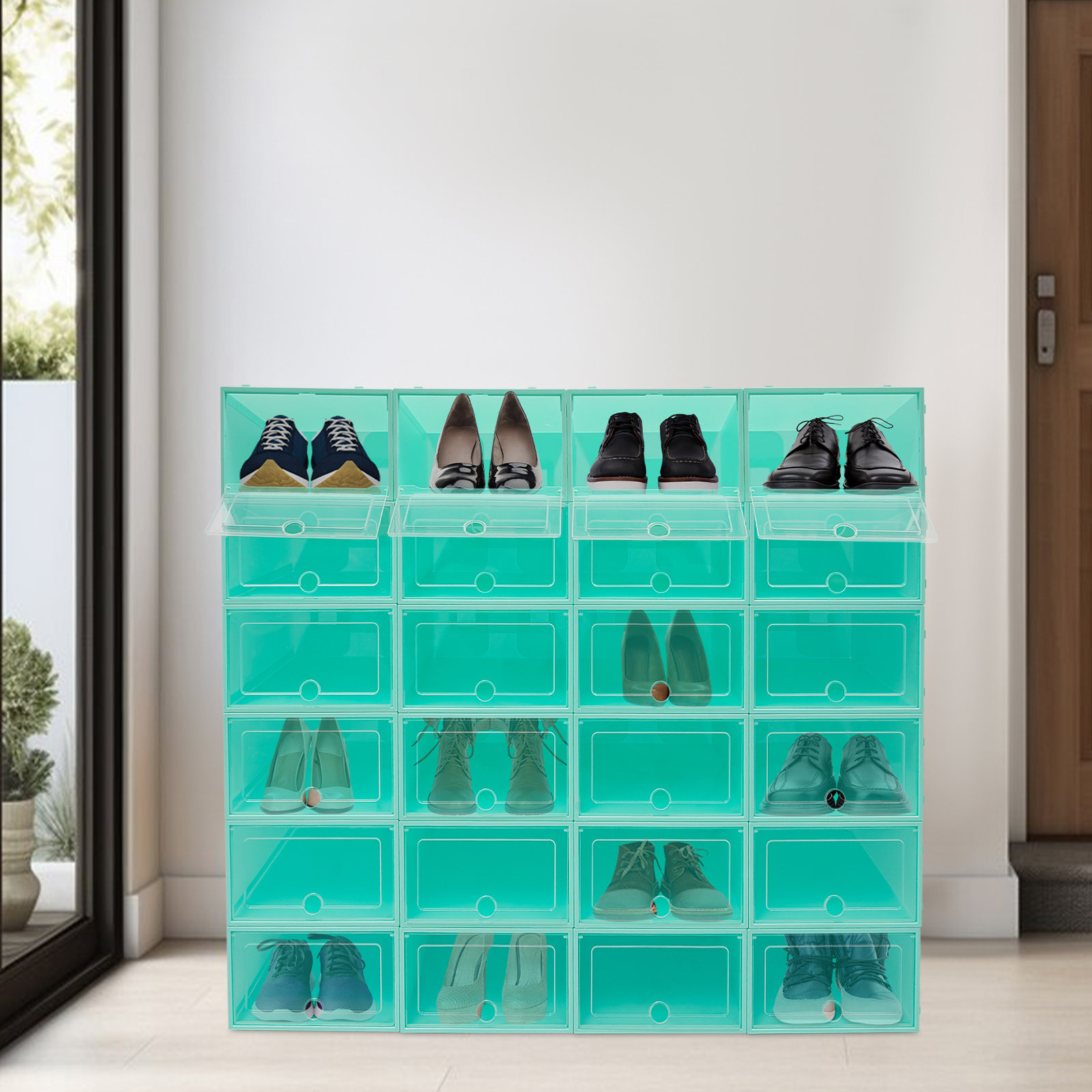 Rebrilliant 24 Pair Stackable Shoe Storage Box (Set of 24) | Wayfair