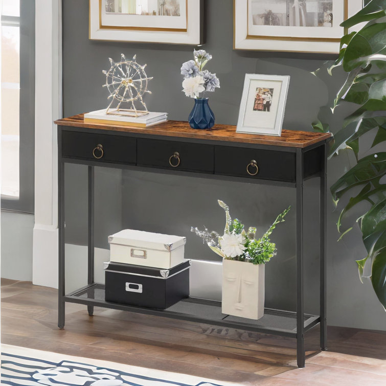 Borough Wharf Cavedon 100Cm Console Table With Fabric Drawers ...