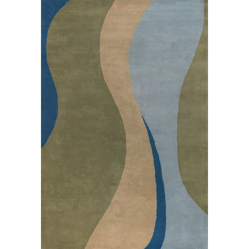 Wade Logan® Clovie Abstract Handmade Tufted Wool Green/Brown Area Rug ...