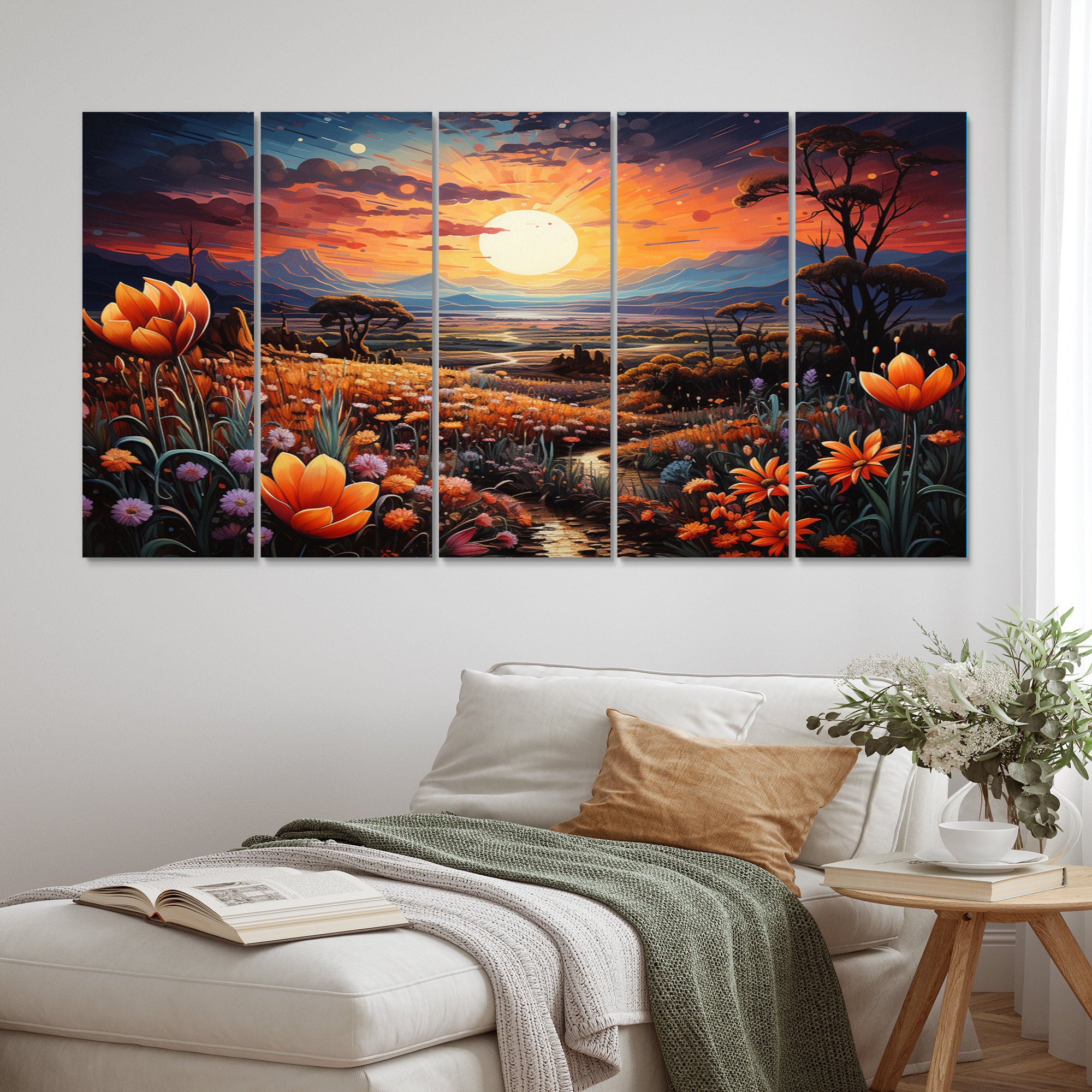 Red Barrel Studio® Western Desert Flowers Pointillism Art - Western ...