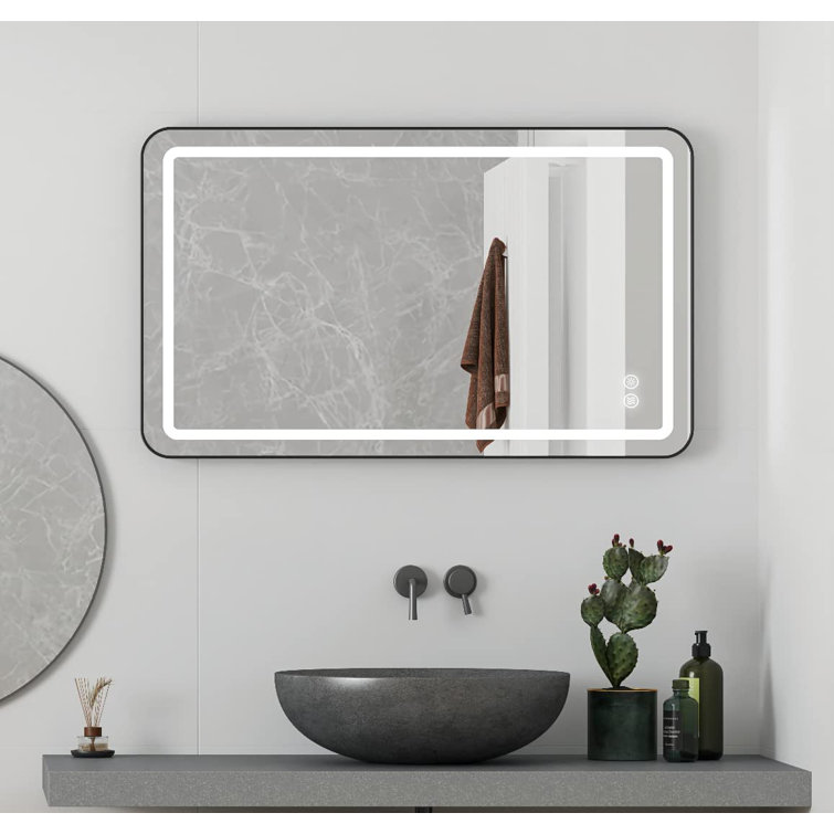 Wrought Studio Brandton Metal Rectangle LED Wall Mirror & Reviews | Wayfair