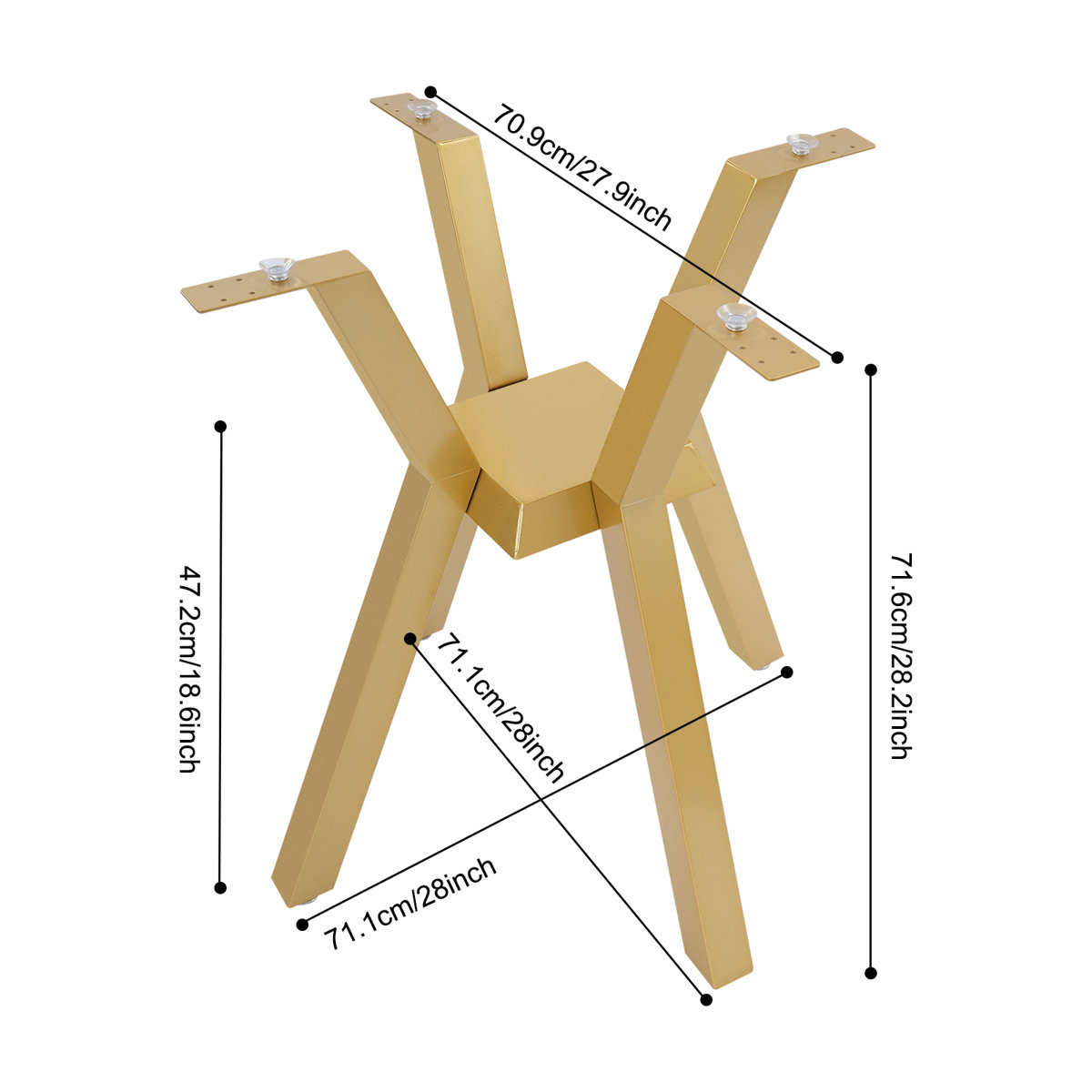 YYBUSHER 28-Inch Modern Metal Table Base For Kitchens, Living Rooms ...