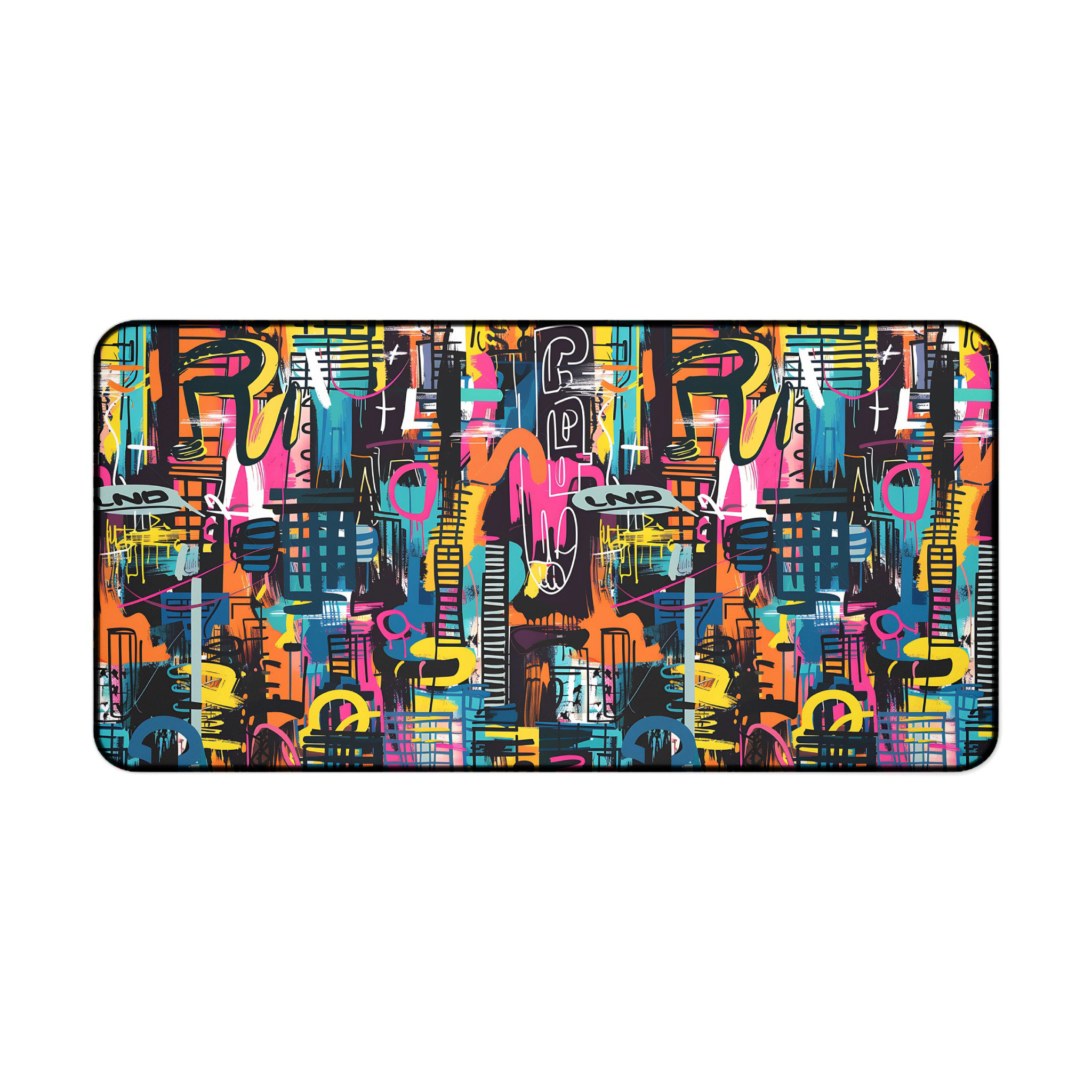 East Urban Home Abstract Graffiti Mouse Mat, Colorful Desk Decor, Large ...