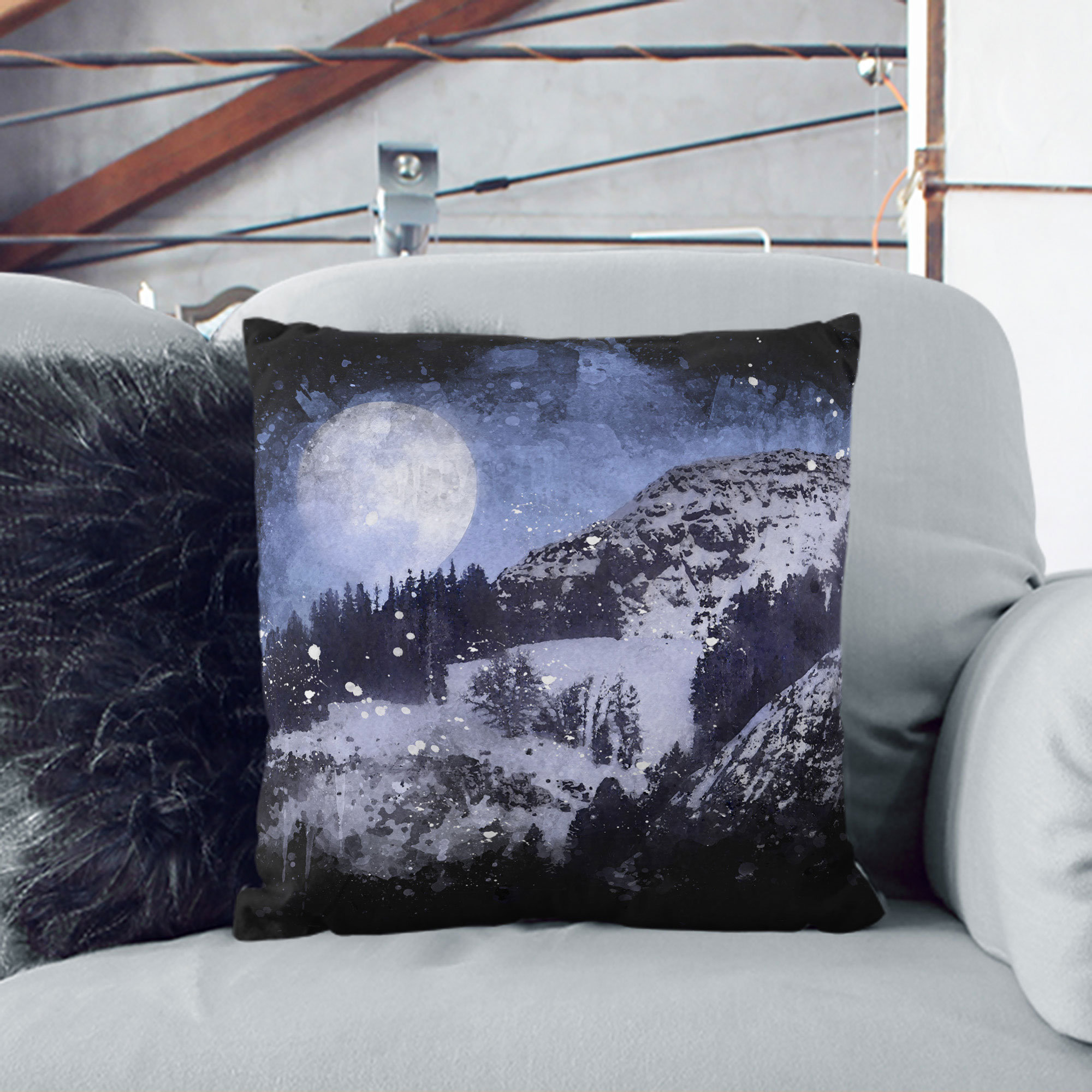 East Urban Home Full Moon over the Mountains Scatter Cushion | Wayfair ...